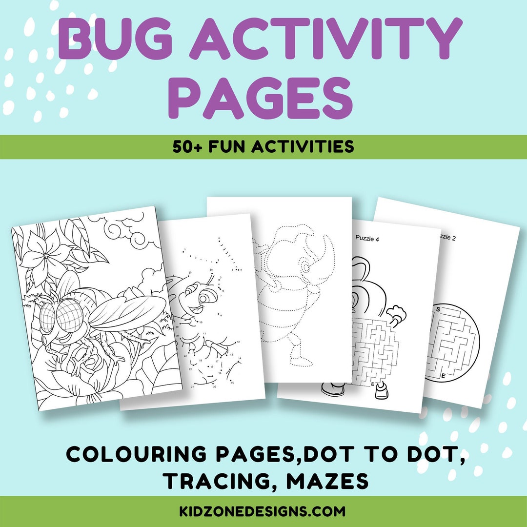 Bug Activity Pack 2: Colouring, Dot to Dot, Tracing, Mazes, Stickers - Etsy