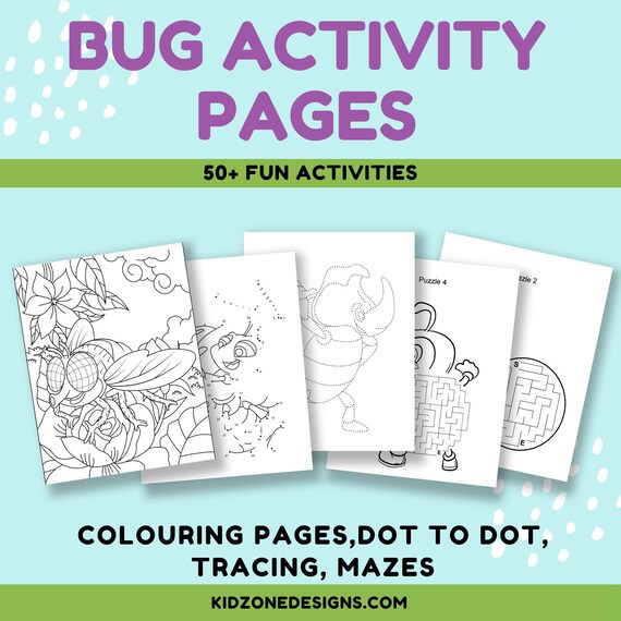 Bug Activity Pack 2: Colouring Dot to dot Tracing Mazes | Etsy