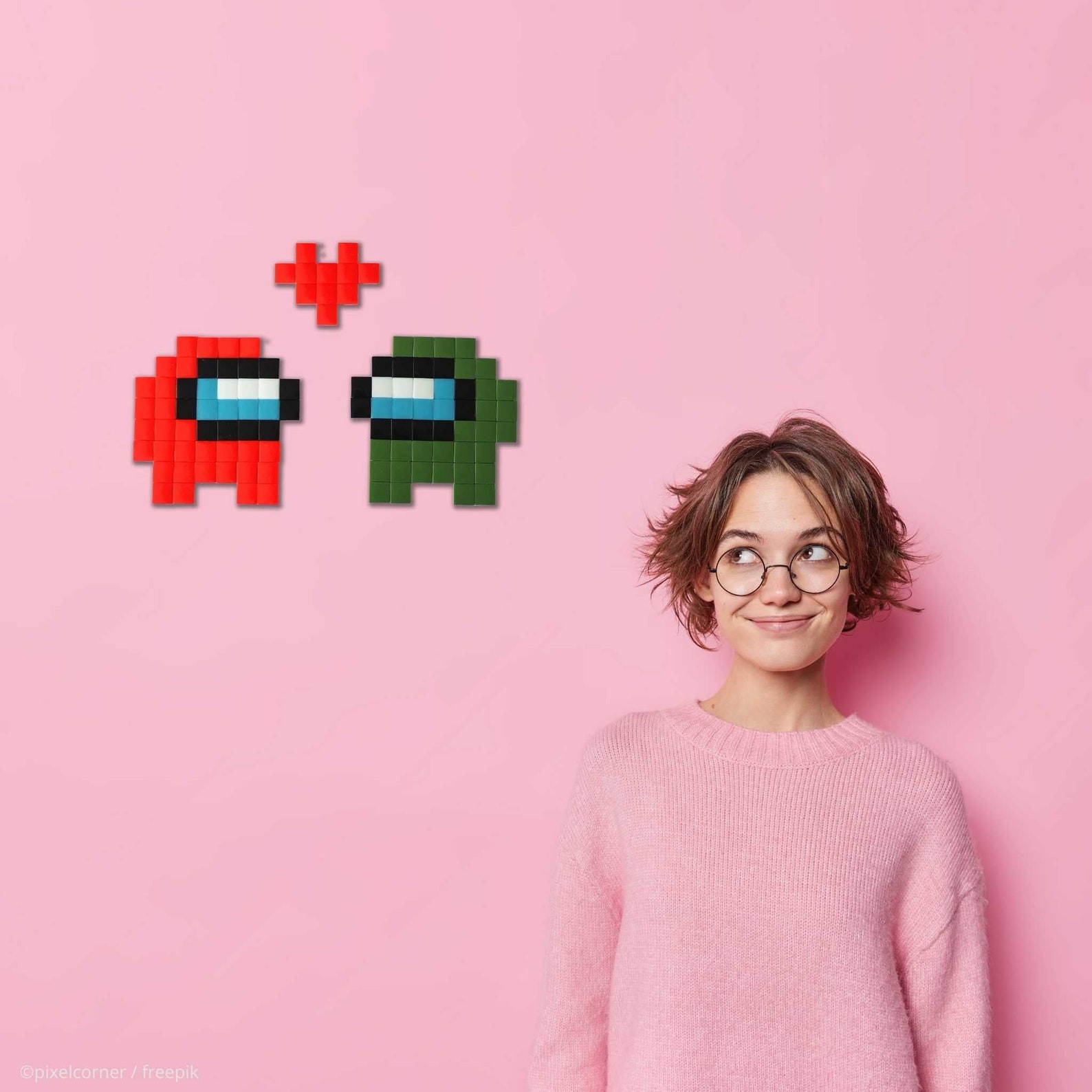 Pixel Art Kit & Space Invader love Among Us by Pixelcorner.fr - Etsy