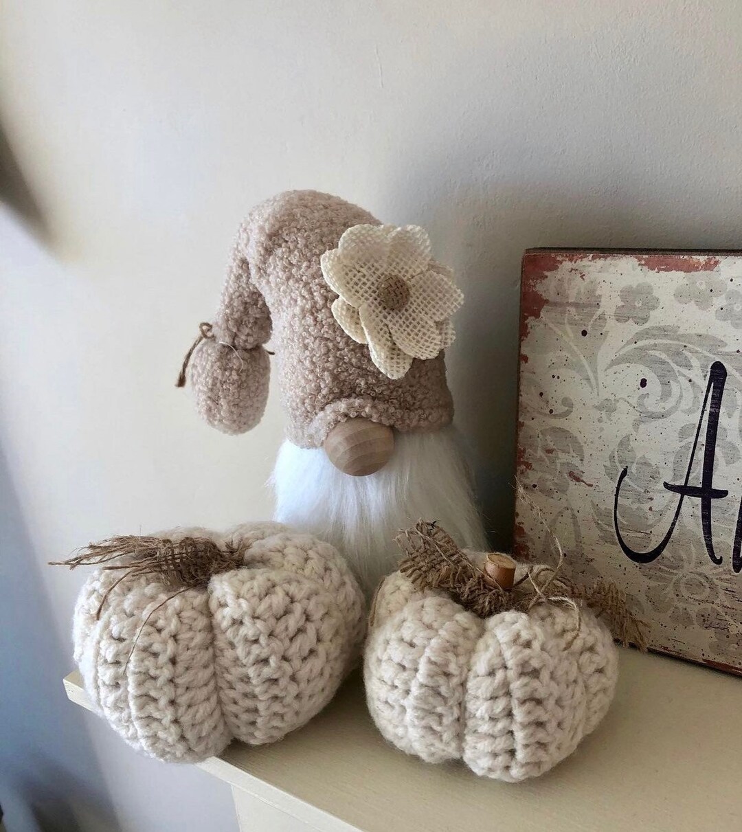 Gnome Gonk Autumn Gift Cream Flowers Christmas Summer Winter Spring ...