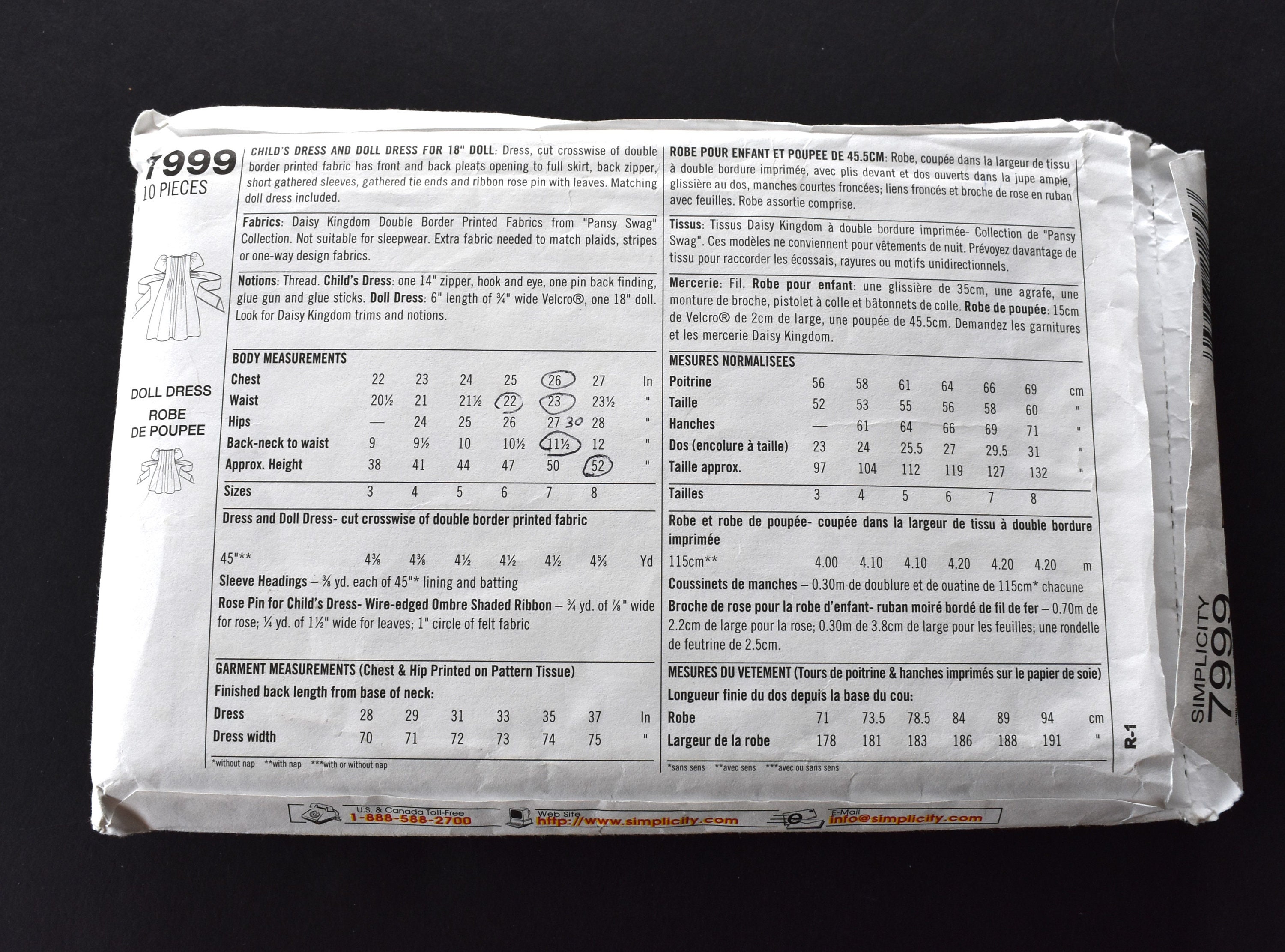 Lot of 2 Simplicity Daisy Kingdom Patterns Girls Dresses and Doll ...