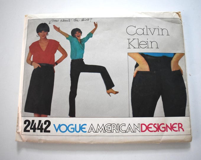 Calvin Klein Vogue 2442 Sewing Pattern - Misses Size 16 Jeans & Skirt ...