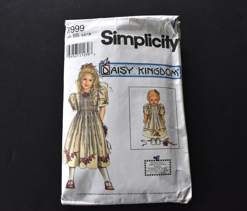 Lot of 2 Simplicity Daisy Kingdom Patterns Girls Dresses and Doll ...