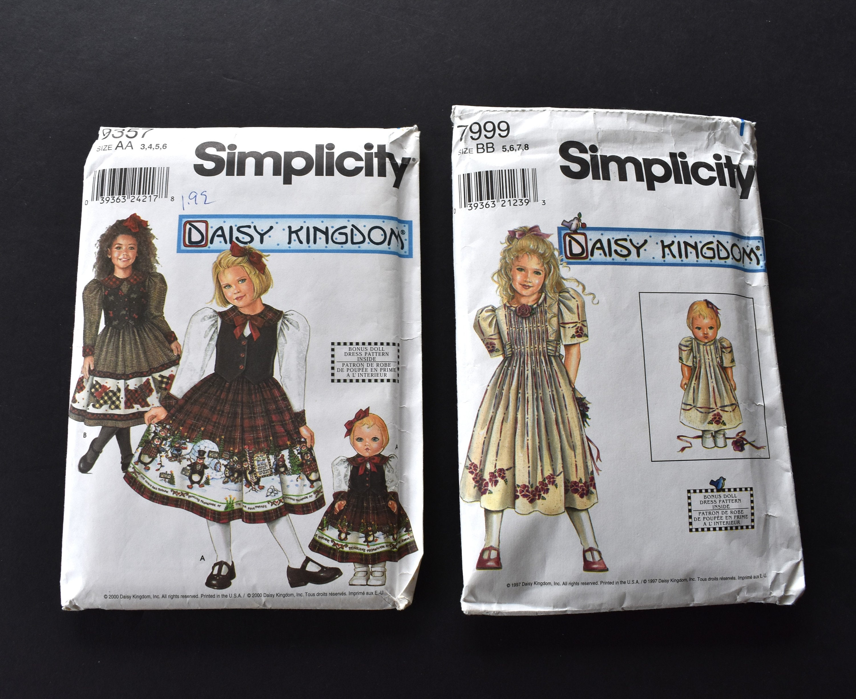 Lot of 2 Simplicity Daisy Kingdom Patterns Girls Dresses and Doll ...