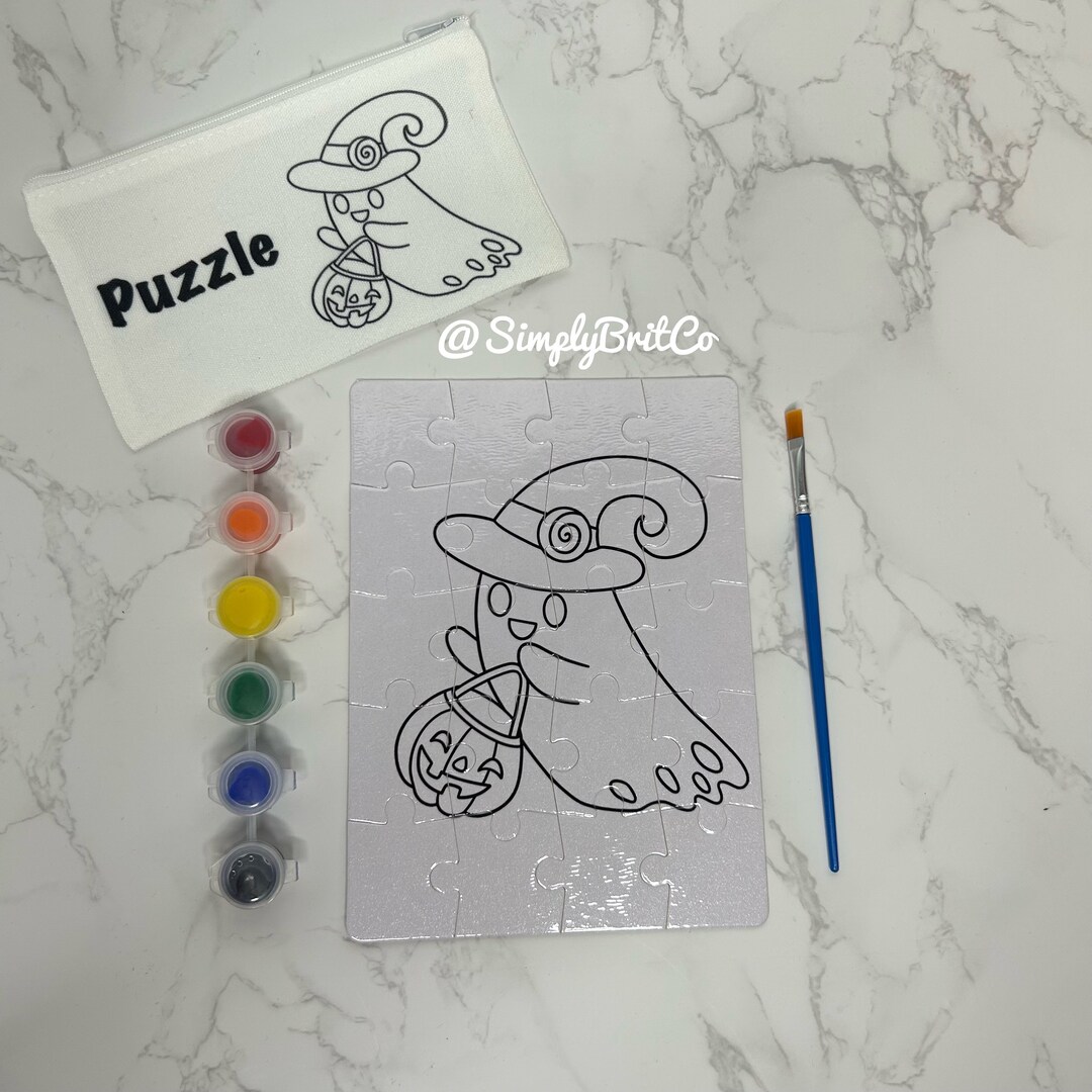 Paintable Halloween Ghost Puzzle Kids Crayola Washable Paint Boo Basket ...