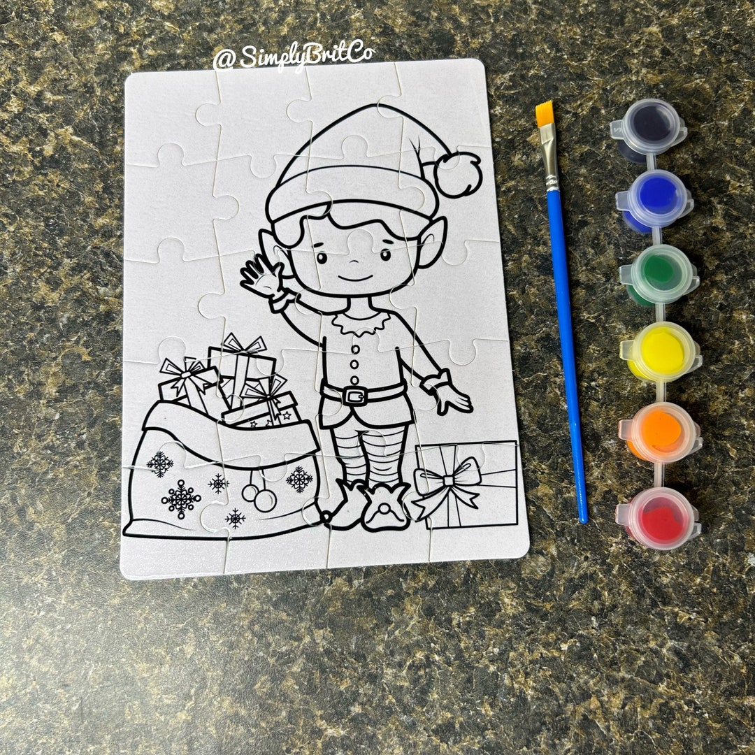 Paintable Christmas Elf Puzzle Kids Crayola Washable Paint Kids ...