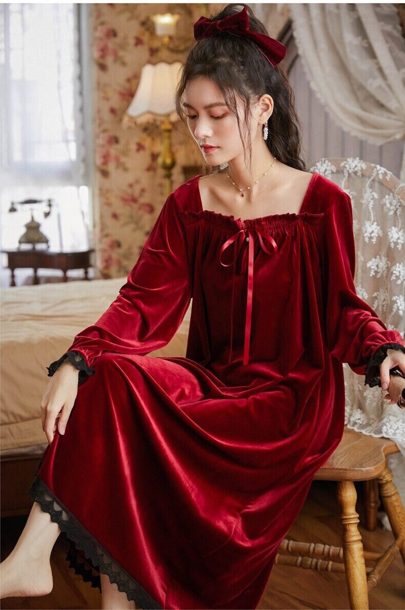 Vintage Victorian Velvet Nightgown Vintage Night Dress - Etsy