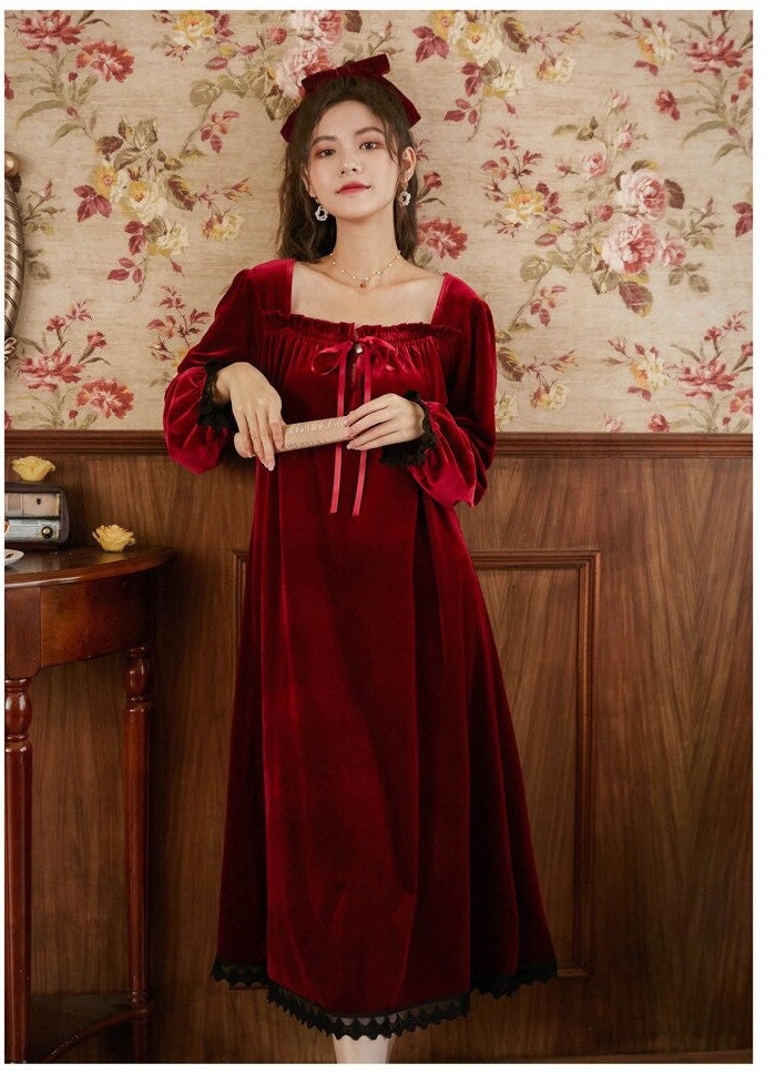 Vintage Victorian Velvet Nightgown Vintage Night Dress - Etsy