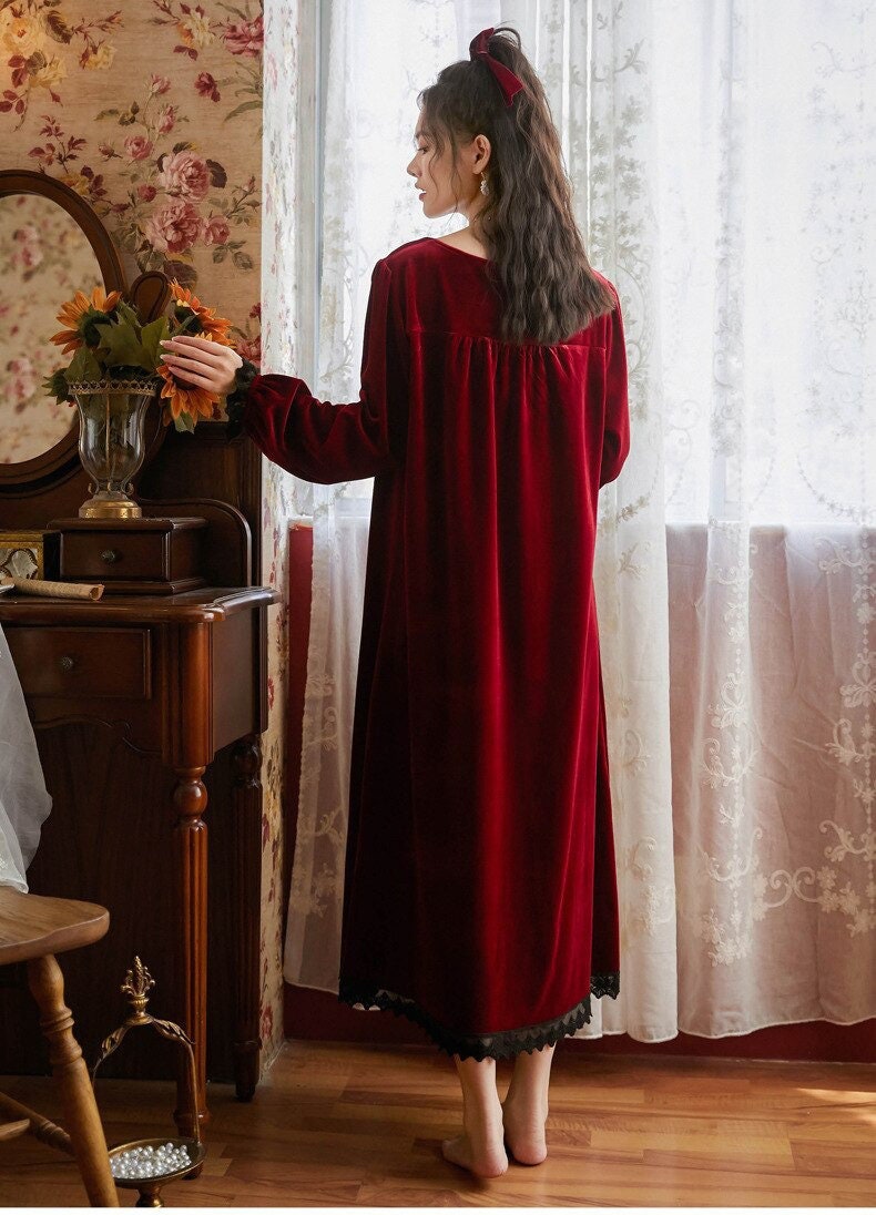 Vintage Victorian Velvet Nightgown Vintage Night Dress - Etsy