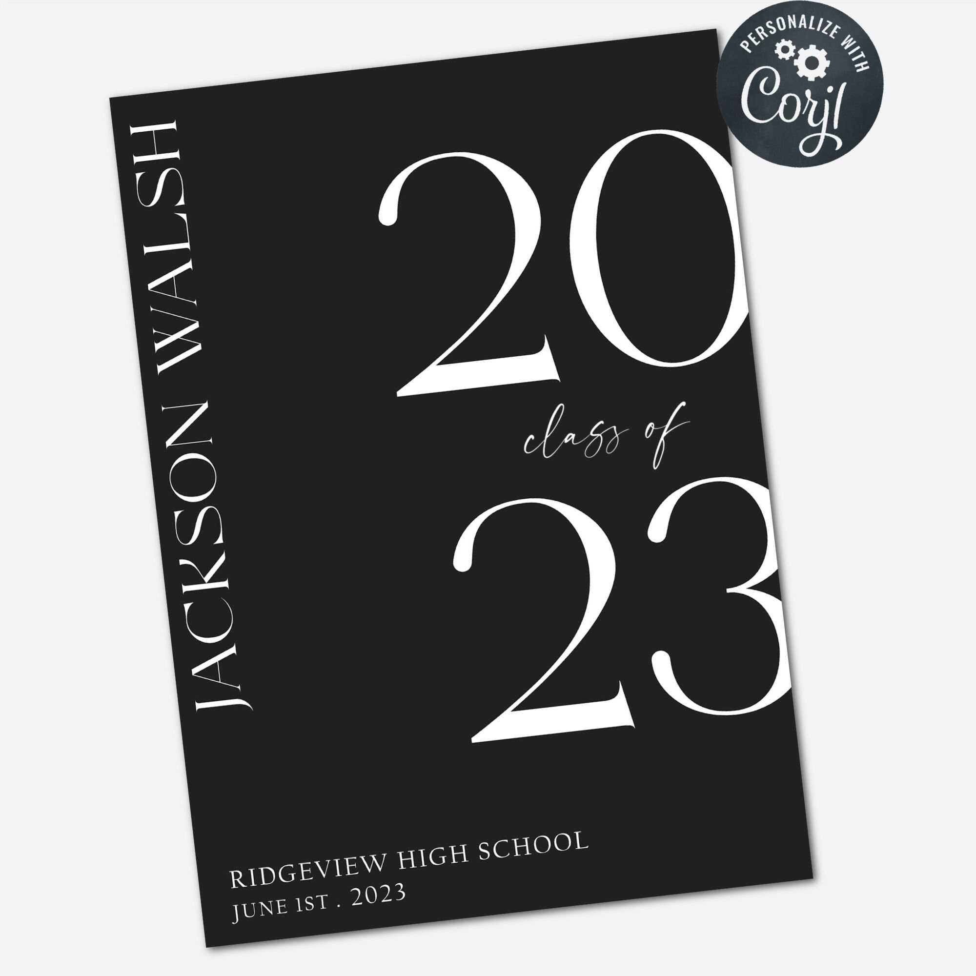 Black Modern Graduation Announcement Template, Minimal Graduation ...