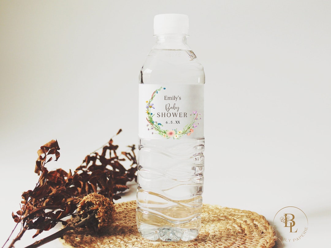 Wildflower Water Bottle Label Template, Wildflower Shower Water Label ...