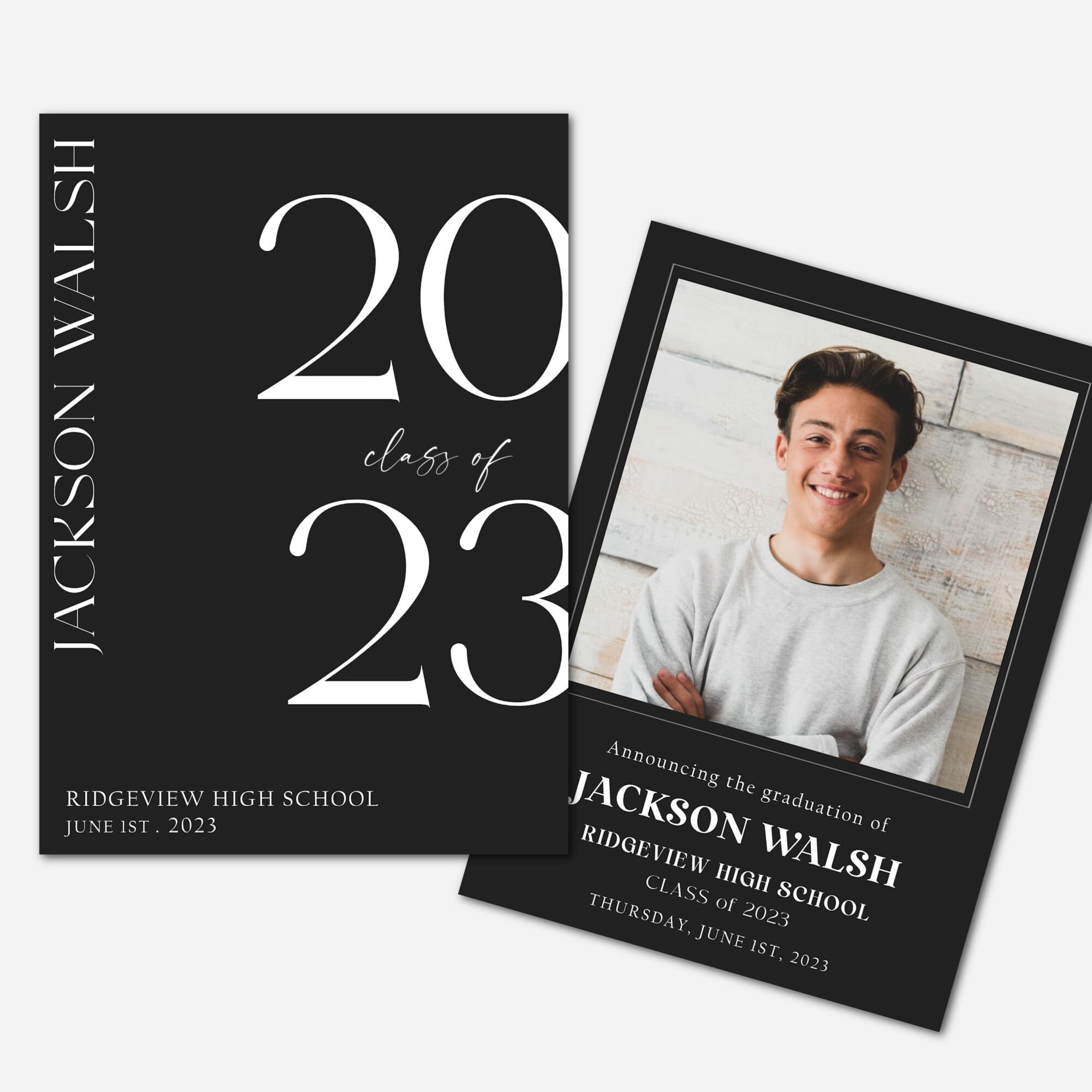 Black Modern Graduation Announcement Template, Minimal Graduation ...