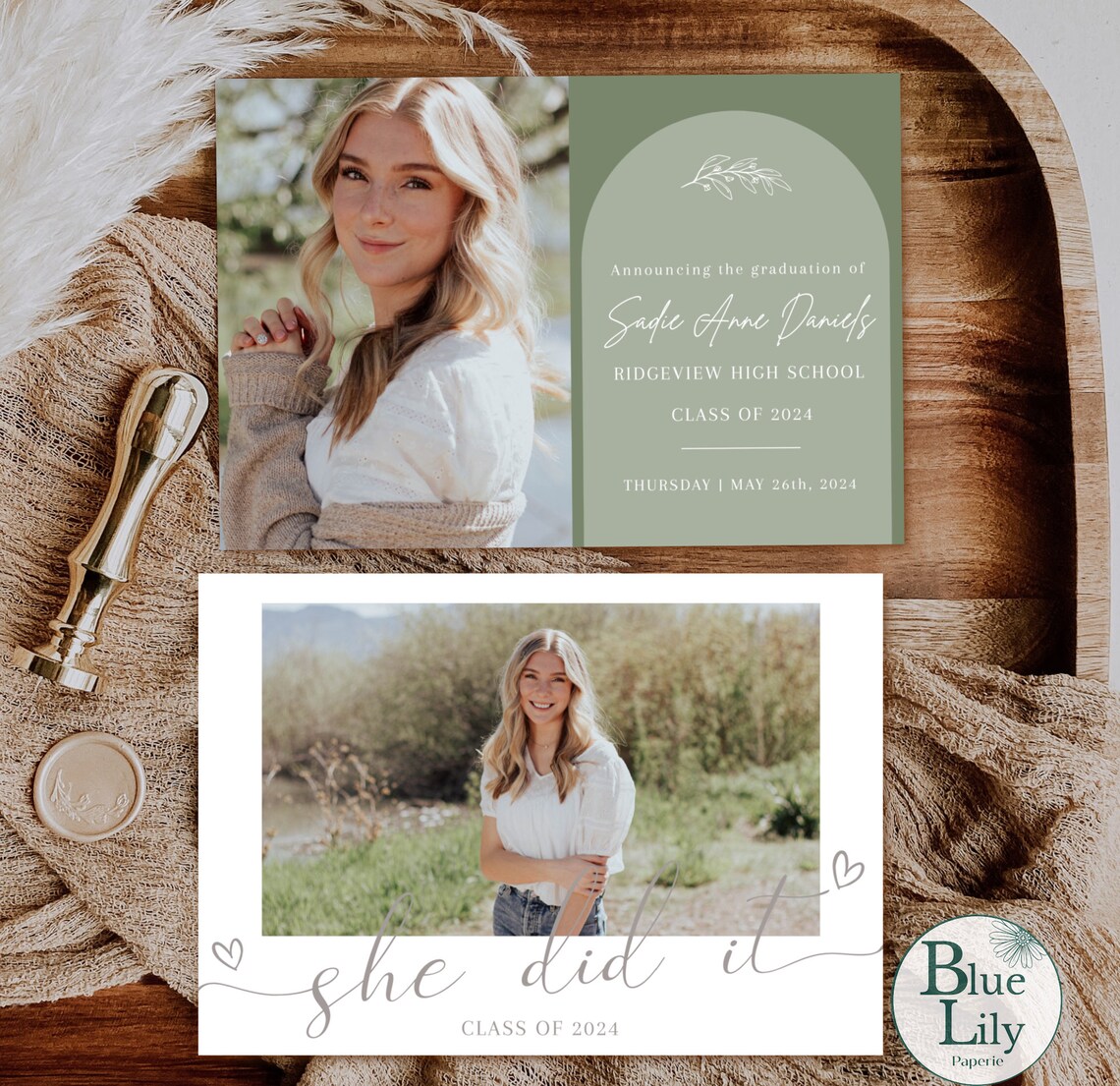 Graduation Announcement Template, Boho Graduation Announcement, High ...