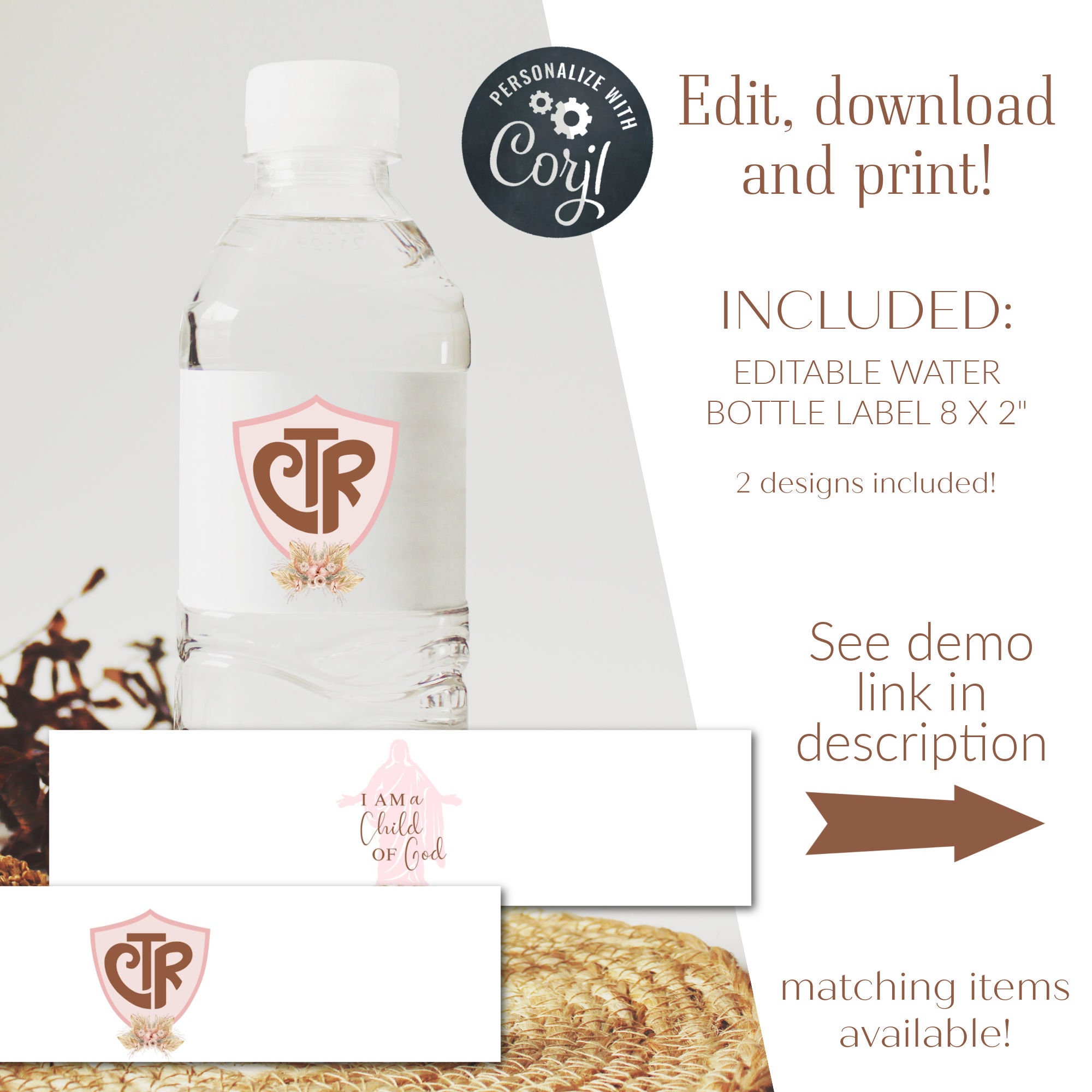 LDS Baptism Water Bottle Label Template, Baptism Water Bottle Label ...