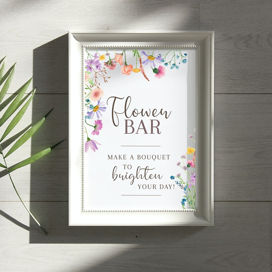 Wildflower Flower Bar Sign Template, Botanical Shower Flower Bar Sign ...