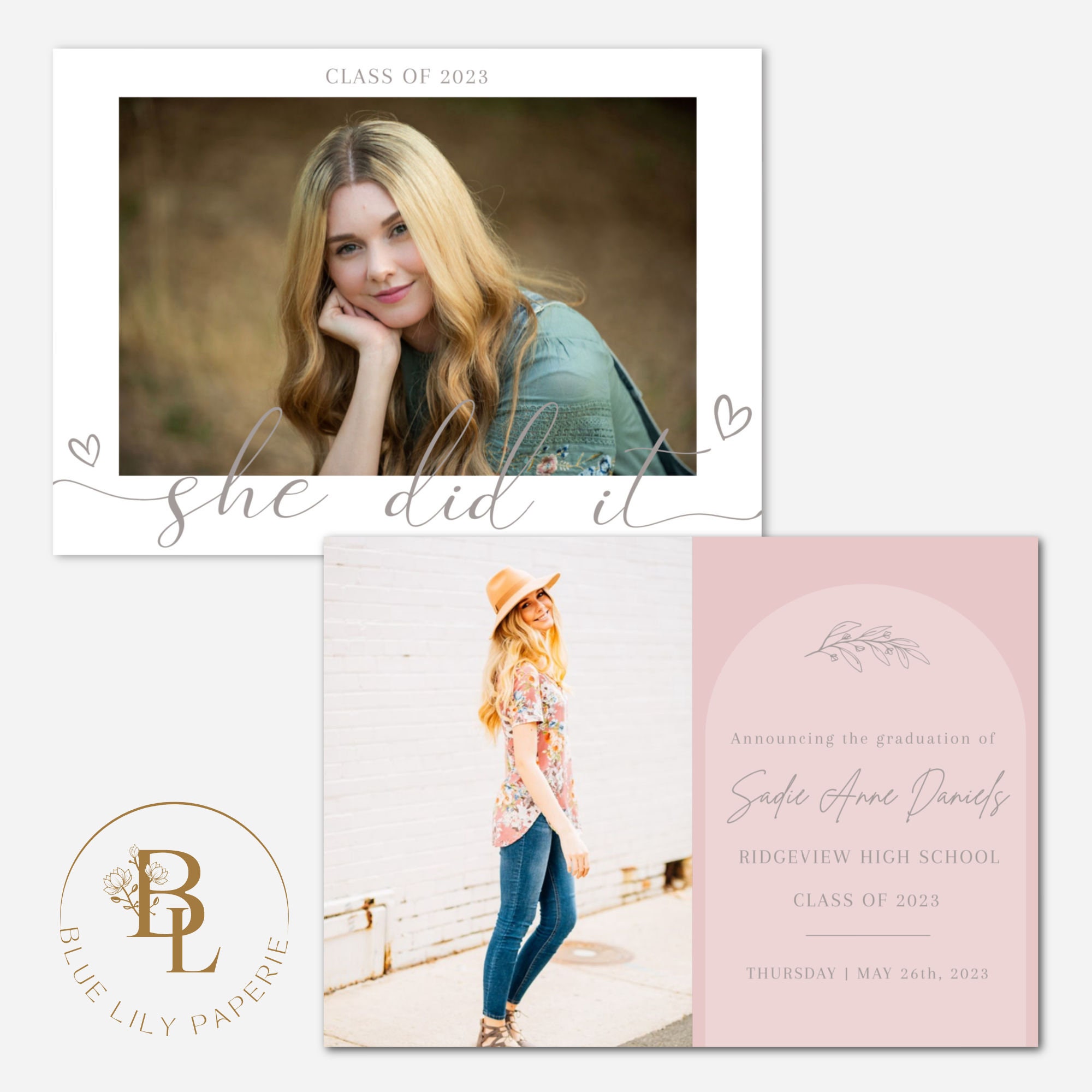 Graduation Announcement Template, Boho Graduation Announcement, High ...