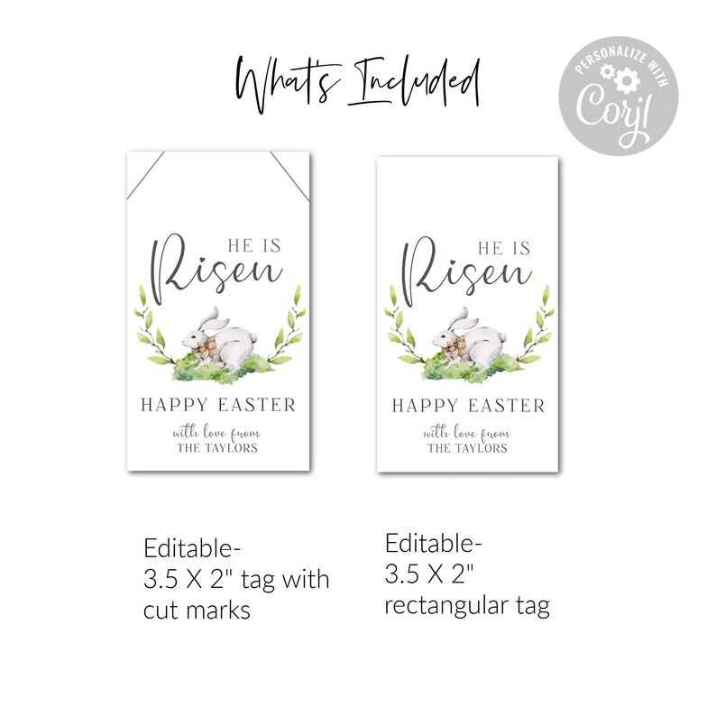 He is Risen Easter Tag, Editable Easter Treat Tag Template, Religious ...