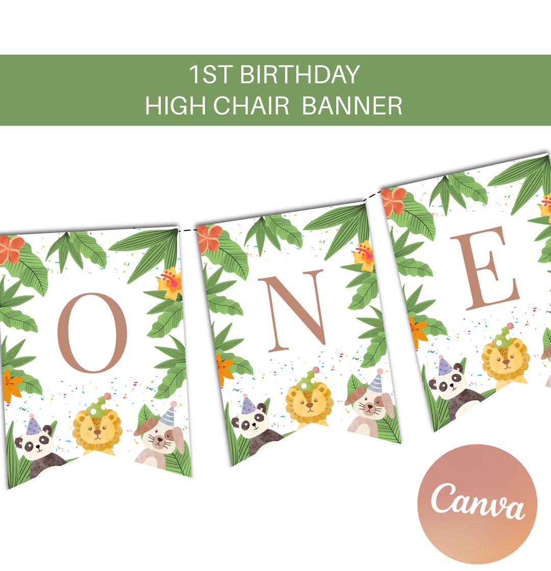 Wild One 1st Birthday High Chair Banner, 1st Birthday Banner, High ...