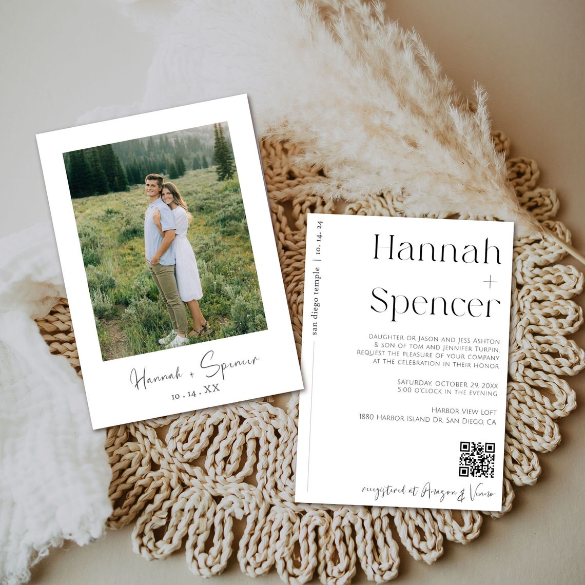 LDS Minimal Wedding Invitation, Modern Wedding Invitation Template ...
