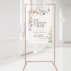 Wildflower Flower Bar Sign Template Botanical Shower Flower | Etsy