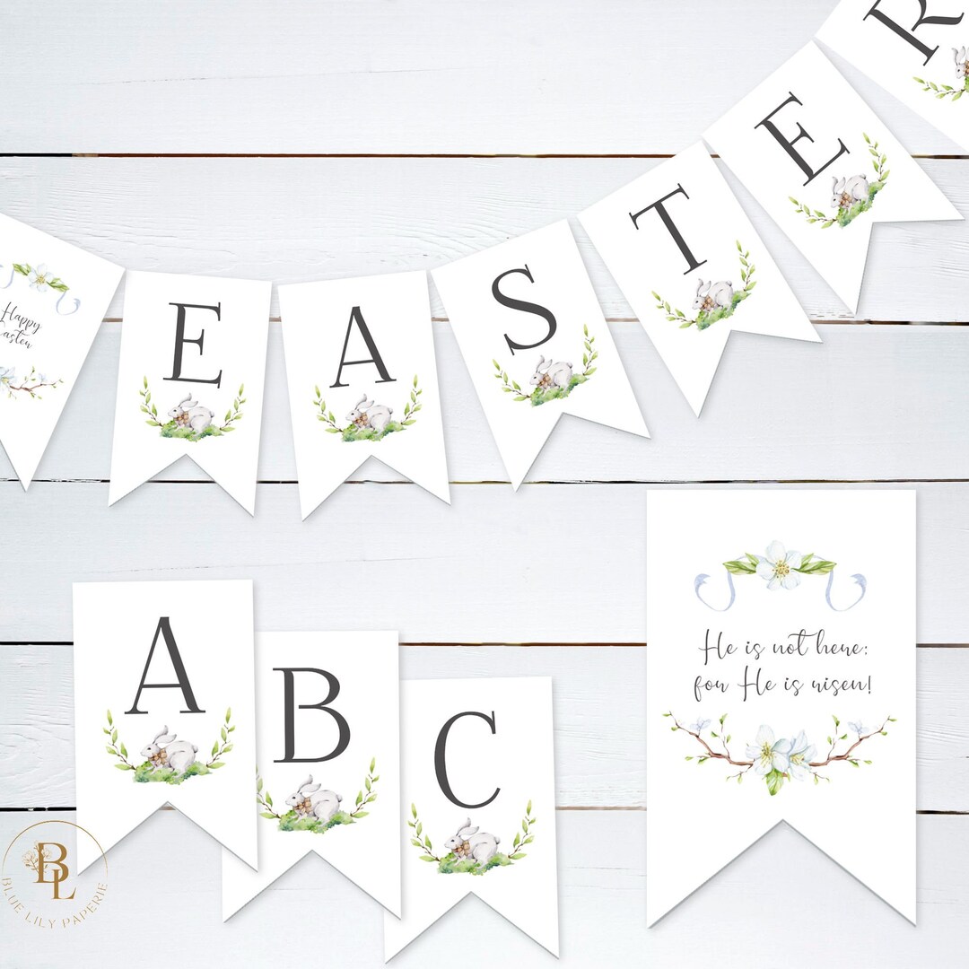 Easter Banner, Happy Easter Banner, Alphabet Banner, Bunny, Easter ...