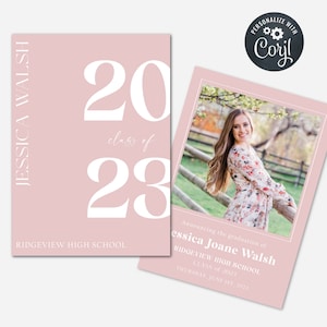 Blush Pink Graduation Announcement Template, Minimal Graduation ...