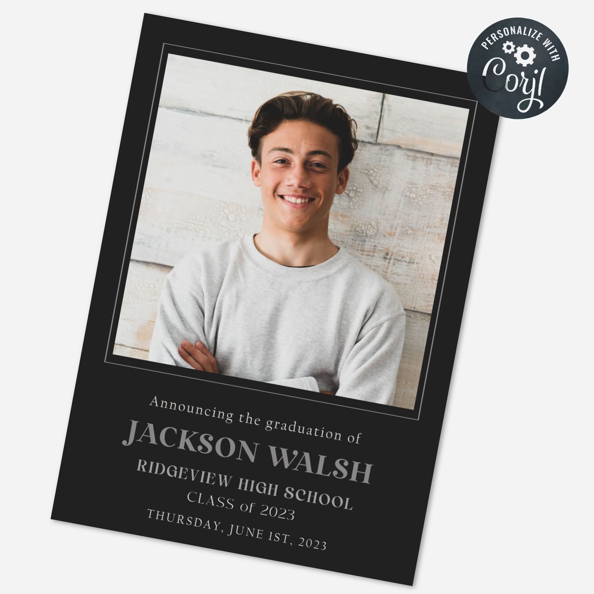 Black and Gray Graduation Announcement Template, Minimal Graduation ...