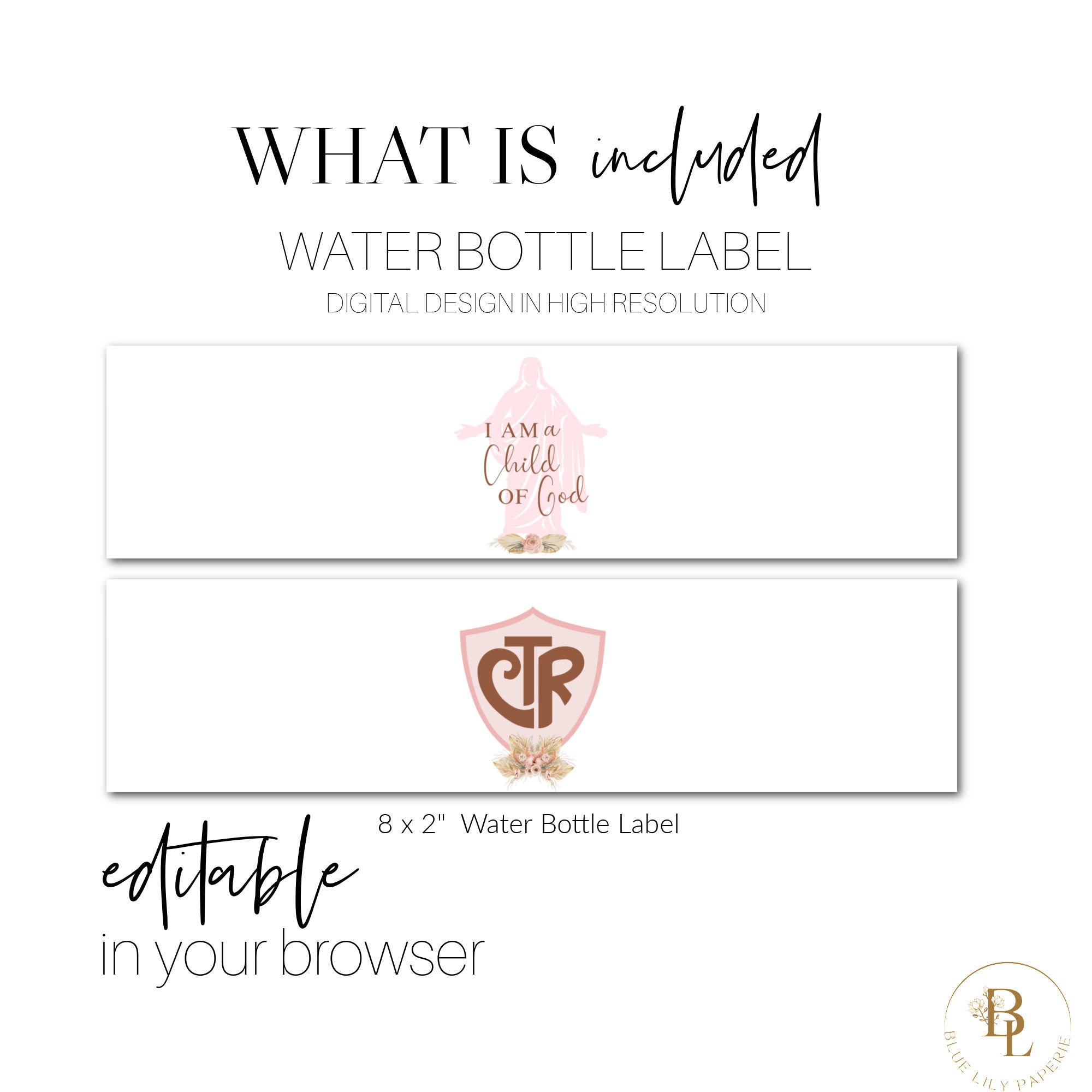 LDS Baptism Water Bottle Label Template, Baptism Water Bottle Label ...
