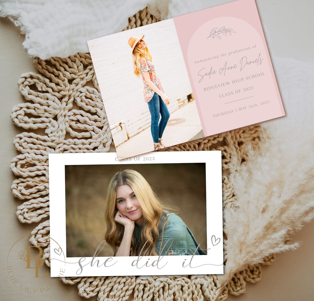 Graduation Announcement Template, Boho Graduation Announcement, High ...