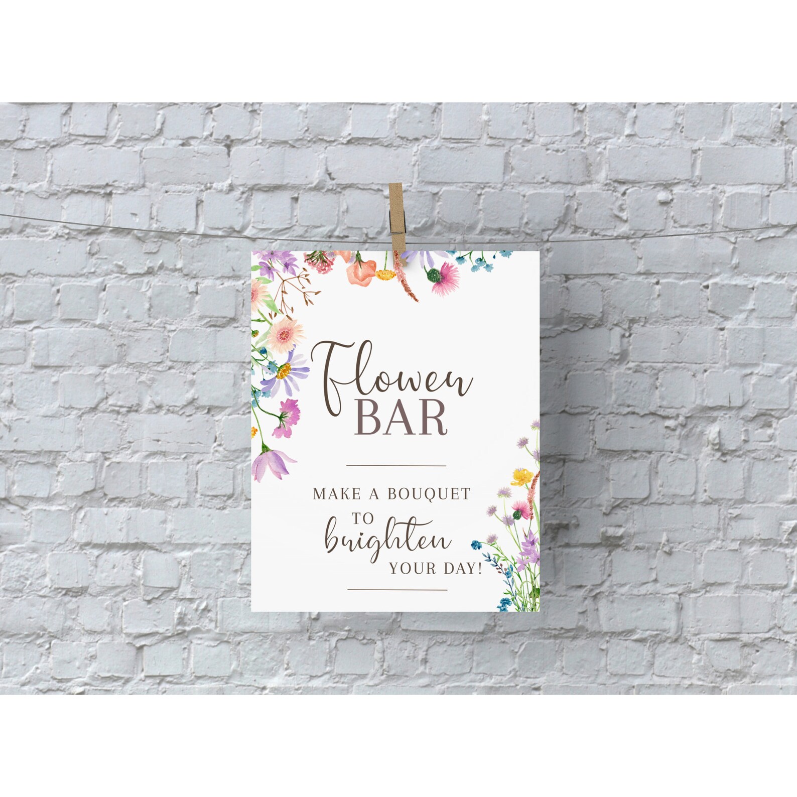 Wildflower Flower Bar Sign Template, Botanical Shower Flower Bar Sign ...