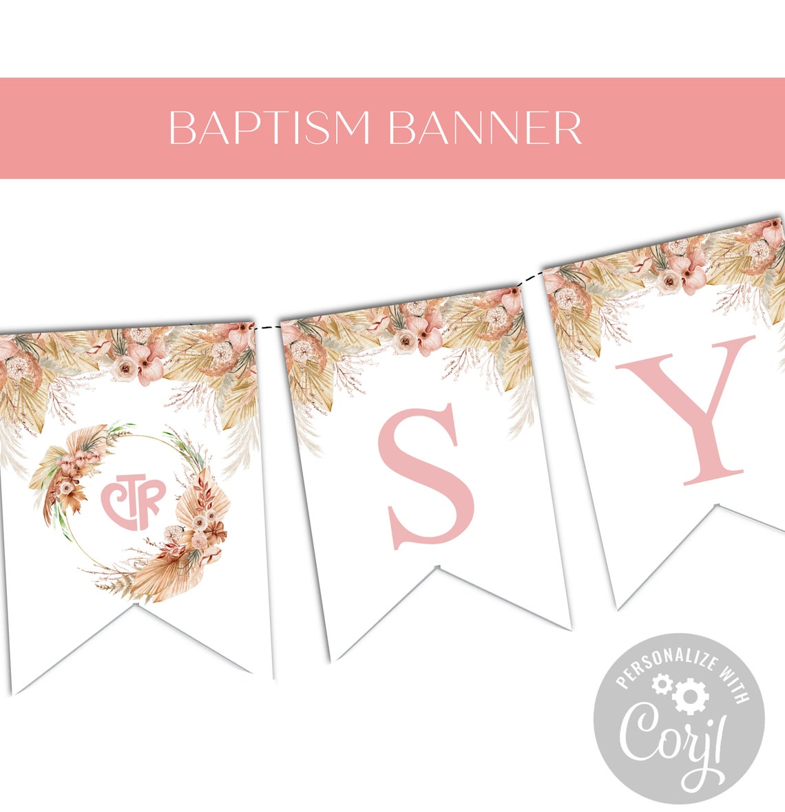 LDS Baptism Banner Boho Baptism Banner CTR Template Boho - Etsy