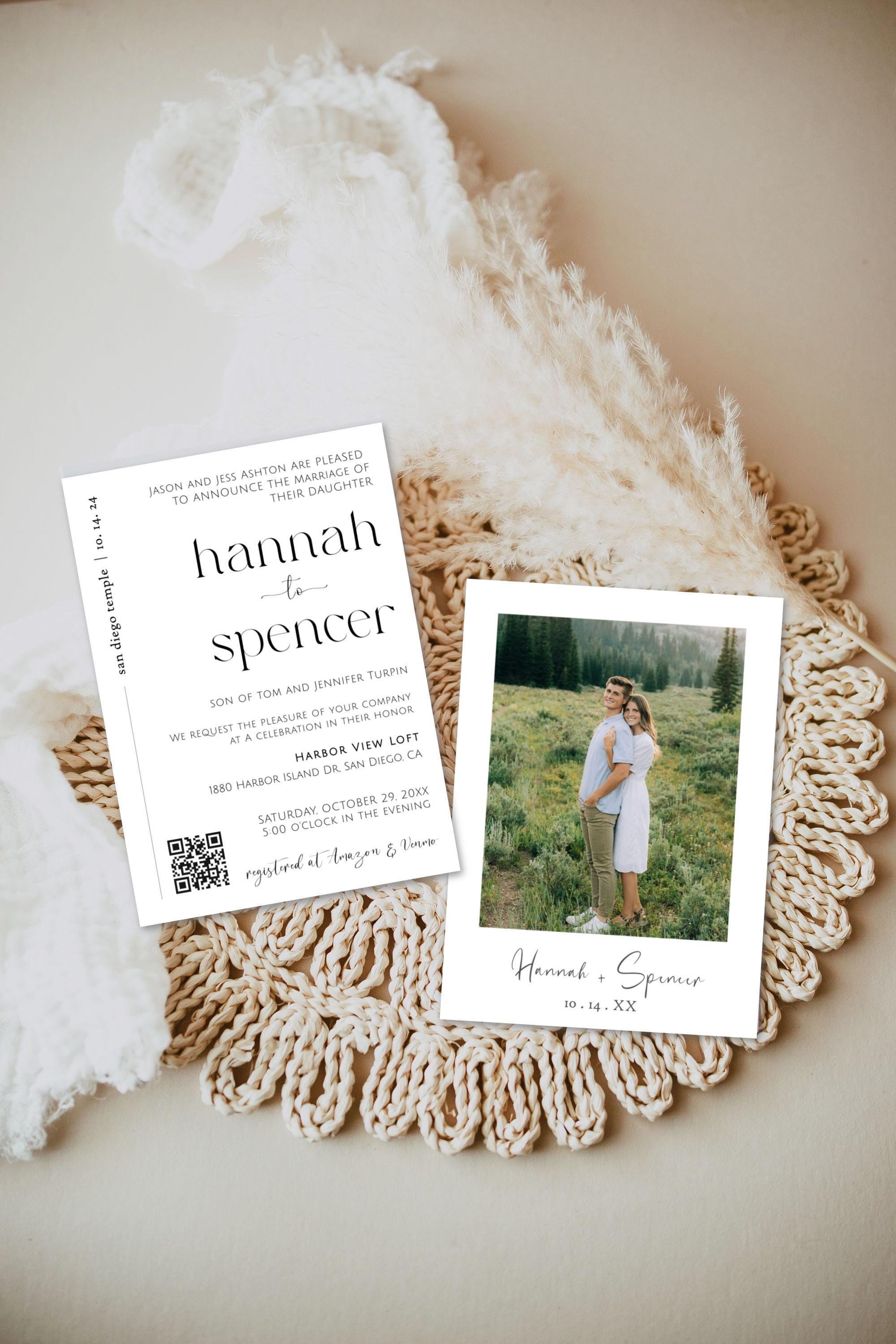 LDS Minimal Wedding Invitation, Modern Wedding Invitation W/ QR Code ...
