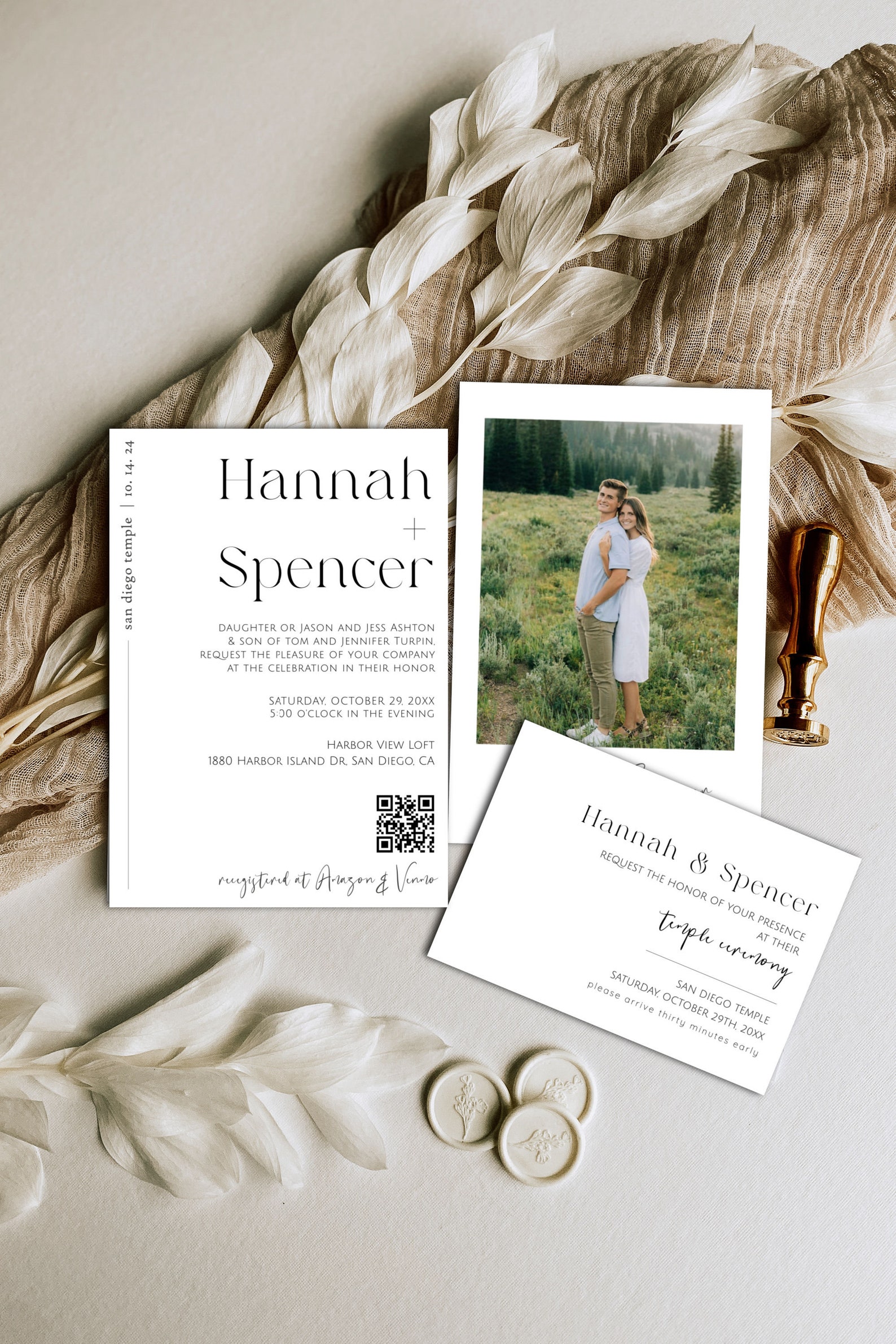 LDS Minimal Wedding Invitation, Modern Wedding Invitation Template ...