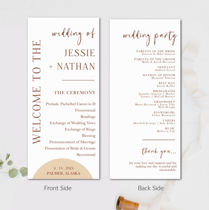 Minimal Boho Wedding Program Template Minimal Wedding Program - Etsy