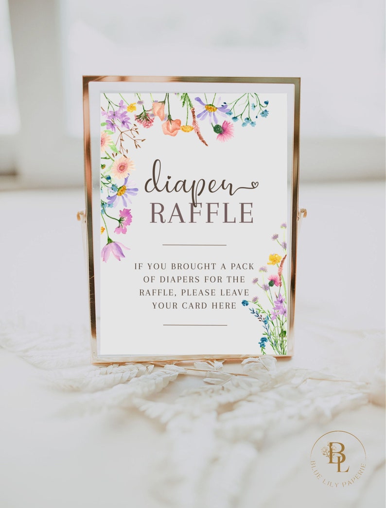 Wildflower Baby Shower Game Diaper Raffle Editable Baby - Etsy