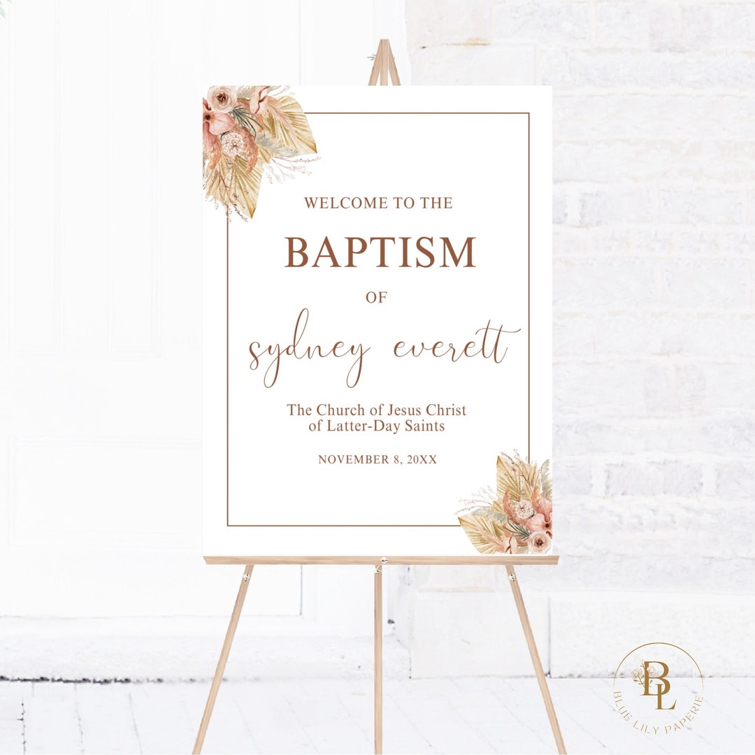 LDS Baptism Welcome Sign. Boho Baptism Welcome Sign. Girl Baptism ...