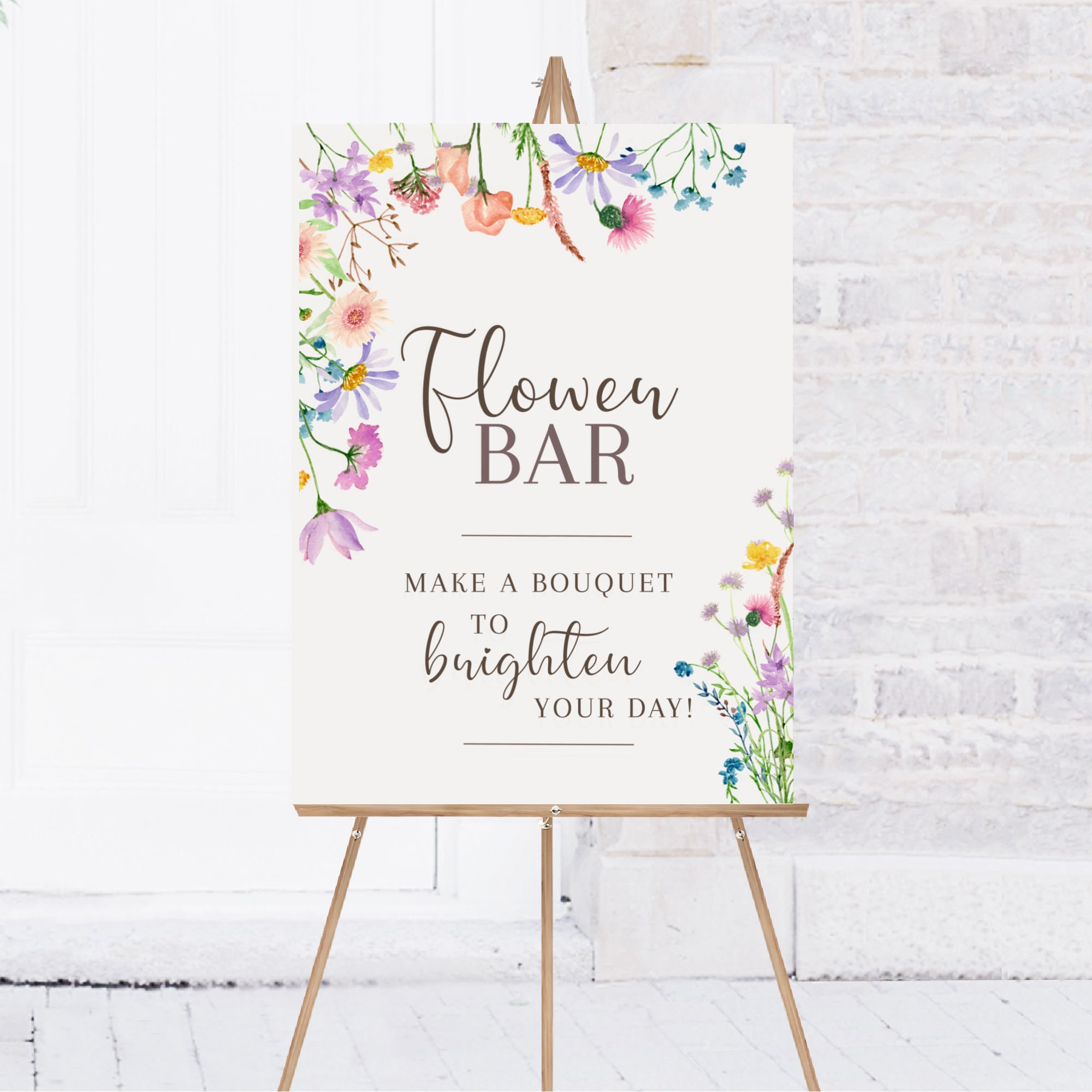Wildflower Flower Bar Sign Template, Botanical Shower Flower Bar Sign ...
