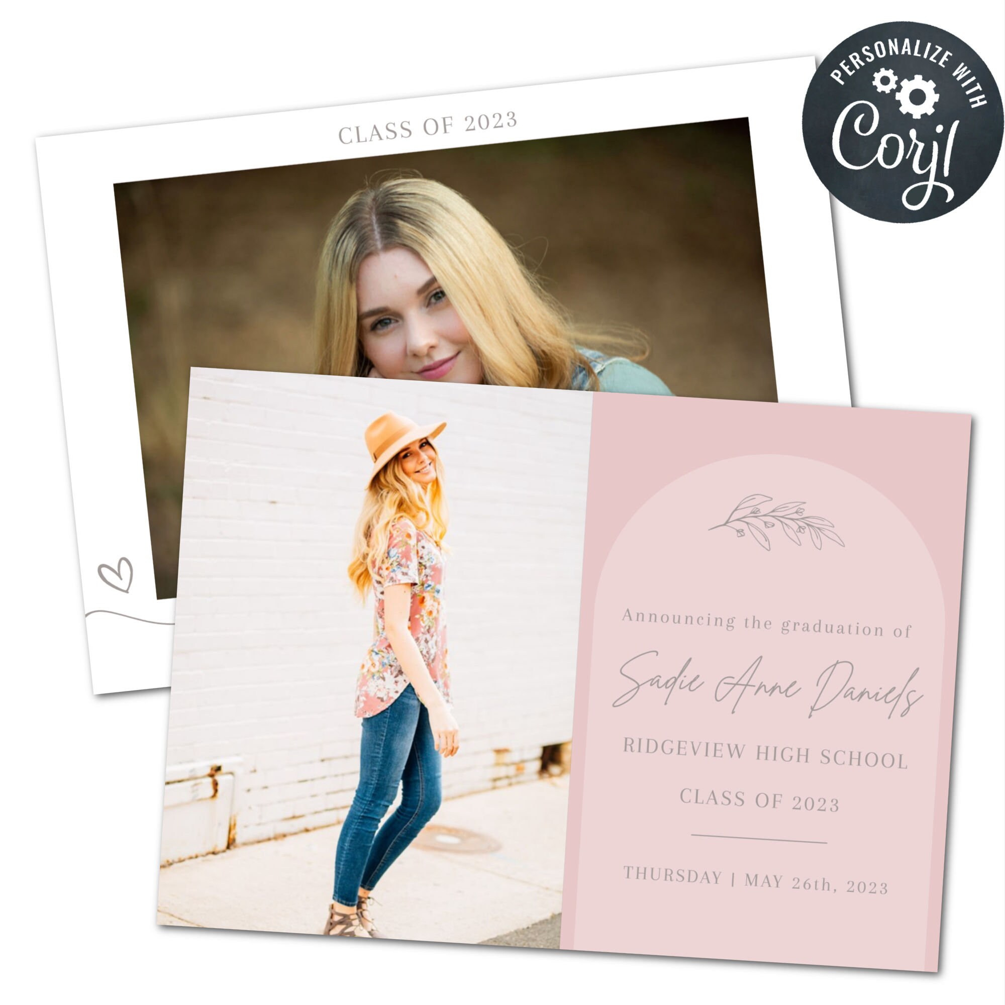 Graduation Announcement Template, Boho Graduation Announcement, High ...