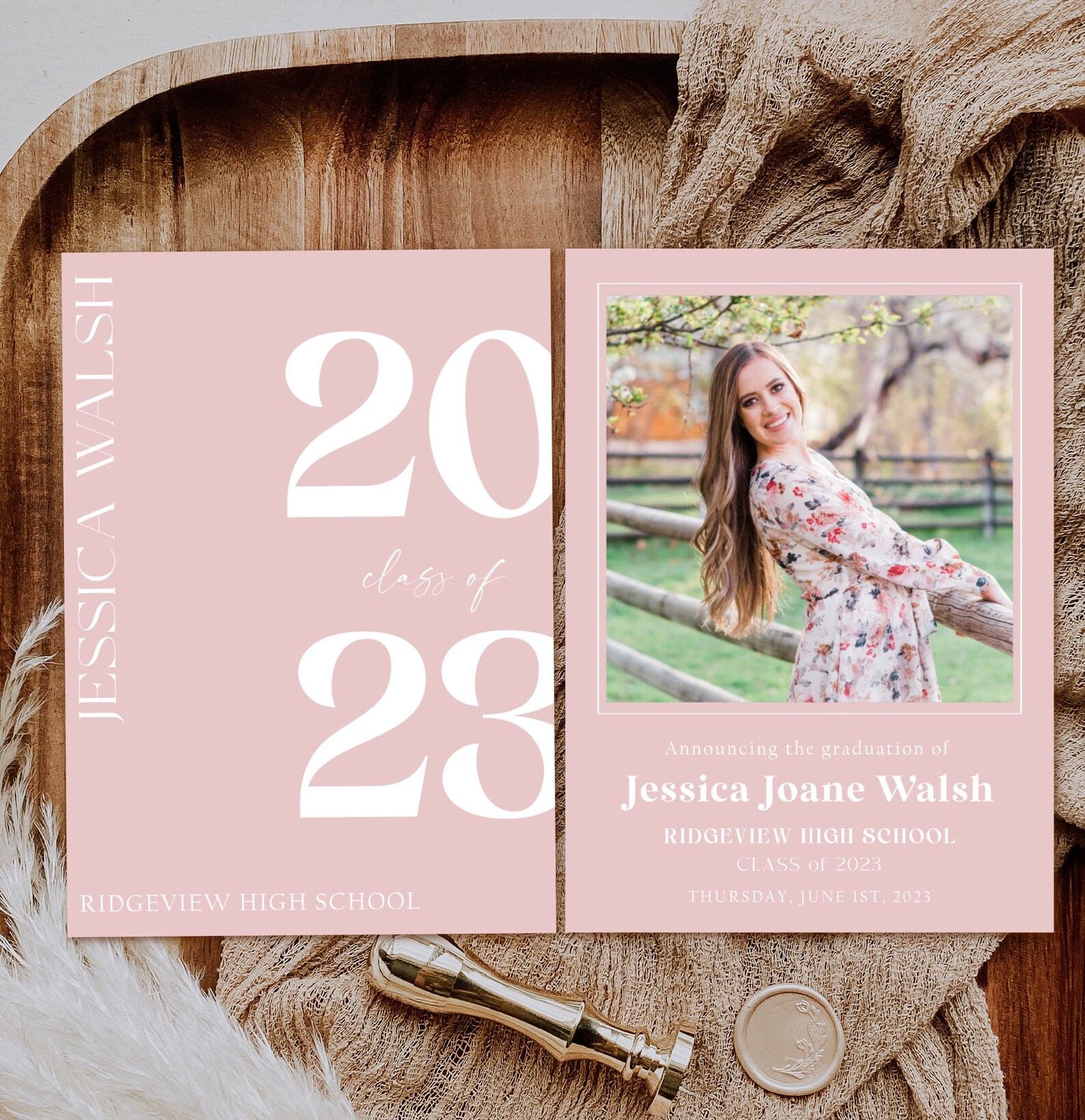Blush Pink Graduation Announcement Template, Minimal Graduation ...