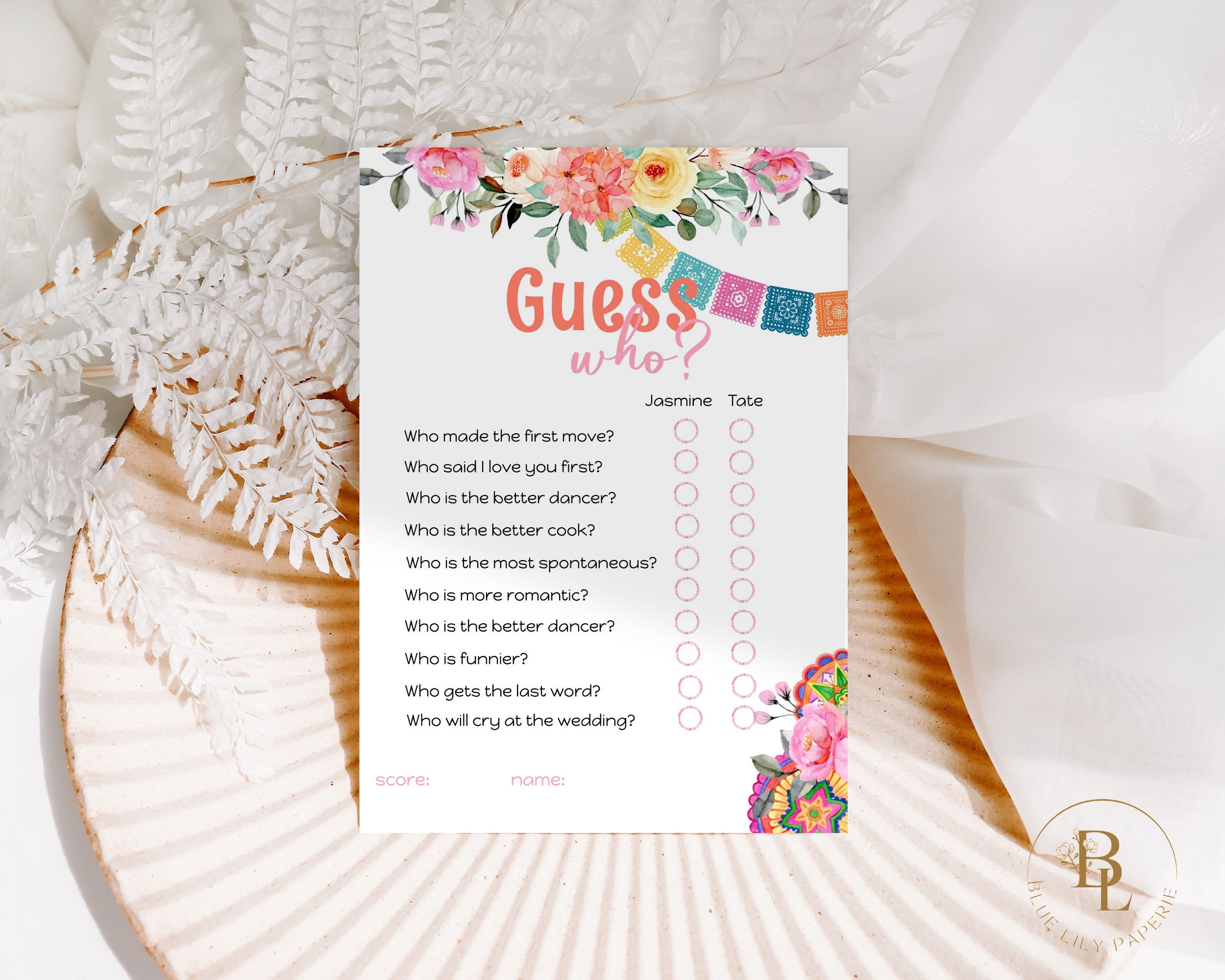 Fiesta Bridal Shower Game Guess Who Editable Bridal Shower - Etsy