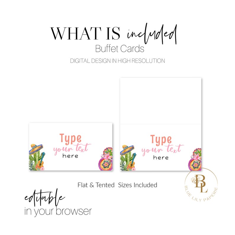 Fiesta Buffet Card Template, Printable Buffet Card, Printable Food Card ...