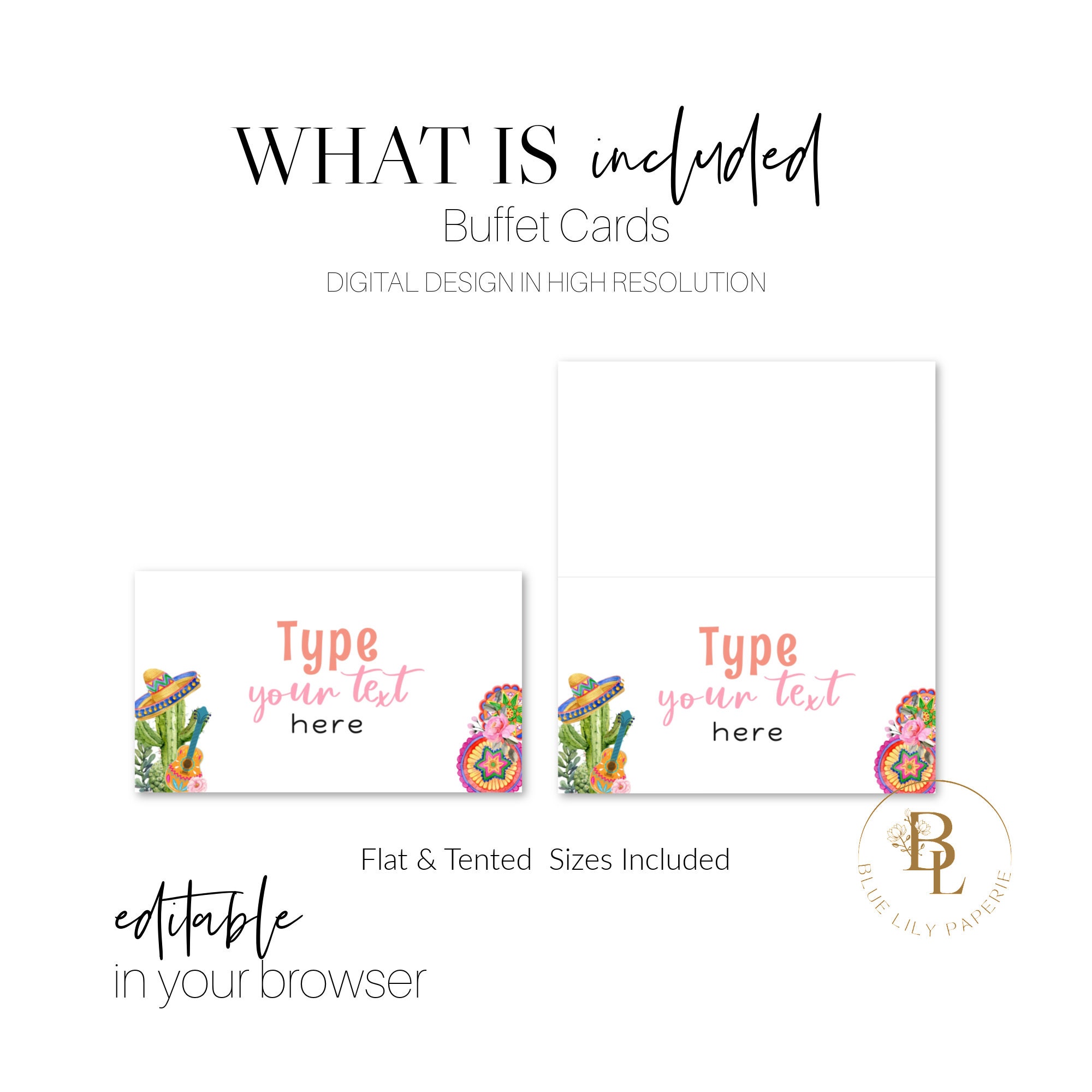 Fiesta Buffet Card Template, Printable Buffet Card, Printable Food Card ...