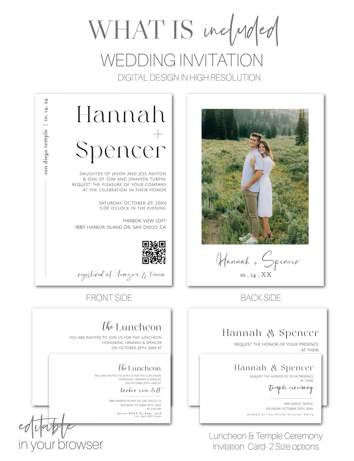 LDS Minimal Wedding Invitation, Modern Wedding Invitation Template ...