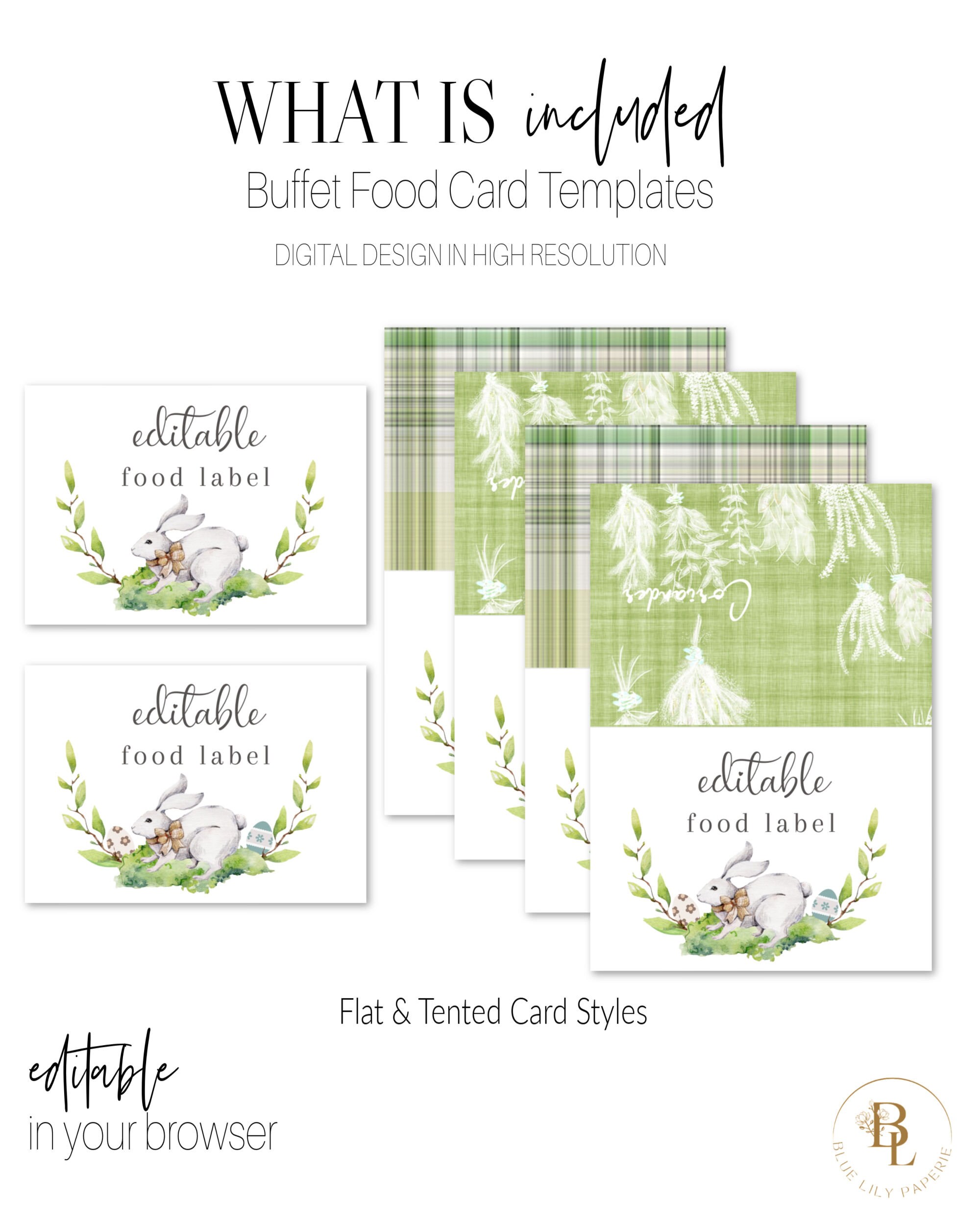 Easter Buffet Card Template, Food Card, Printable Buffet Card ...