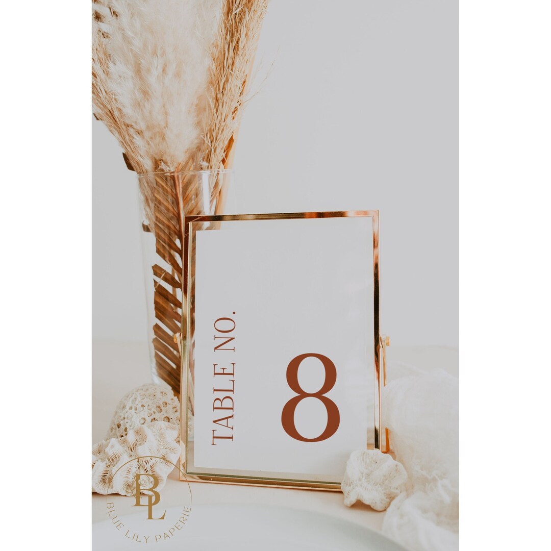 Minimal Wedding Table Numbers, Boho Modern Table Number Template ...