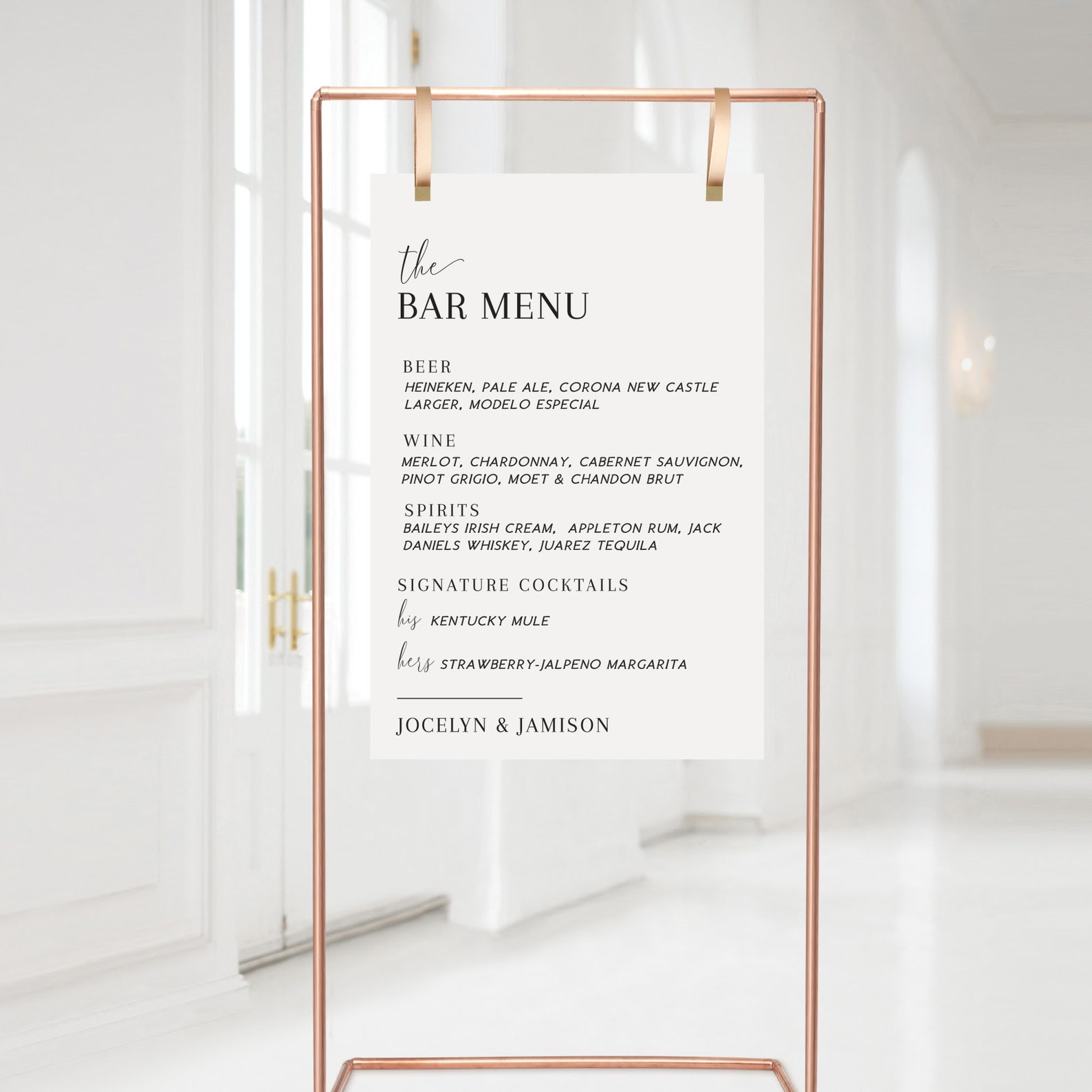 Minimal Wedding Bar Menu, Modern Wedding Bar Menu Template, Wedding Bar ...