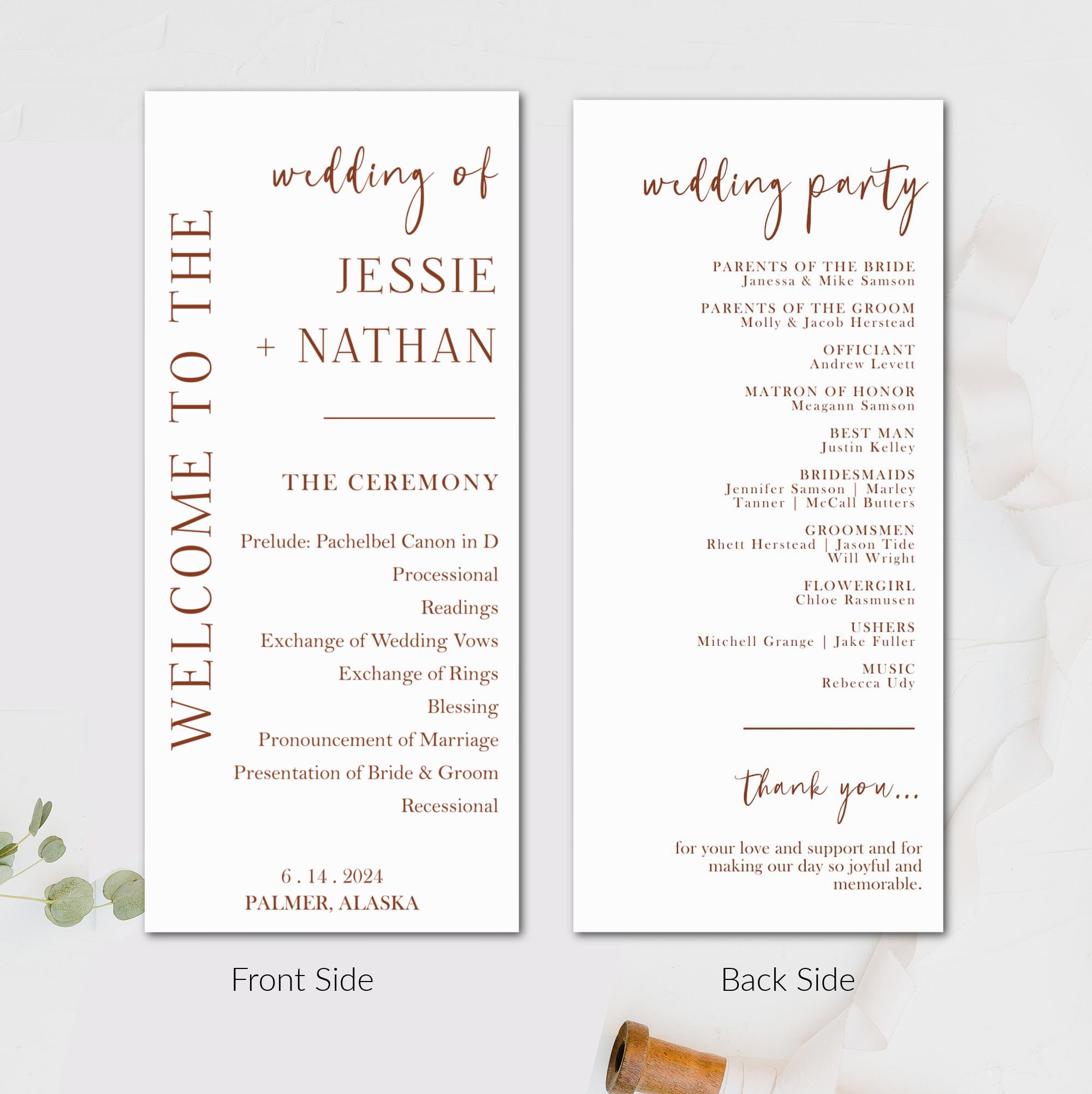 Minimal Boho Wedding Program Template, Minimal Wedding Program Template, Boho Wedding Program ...