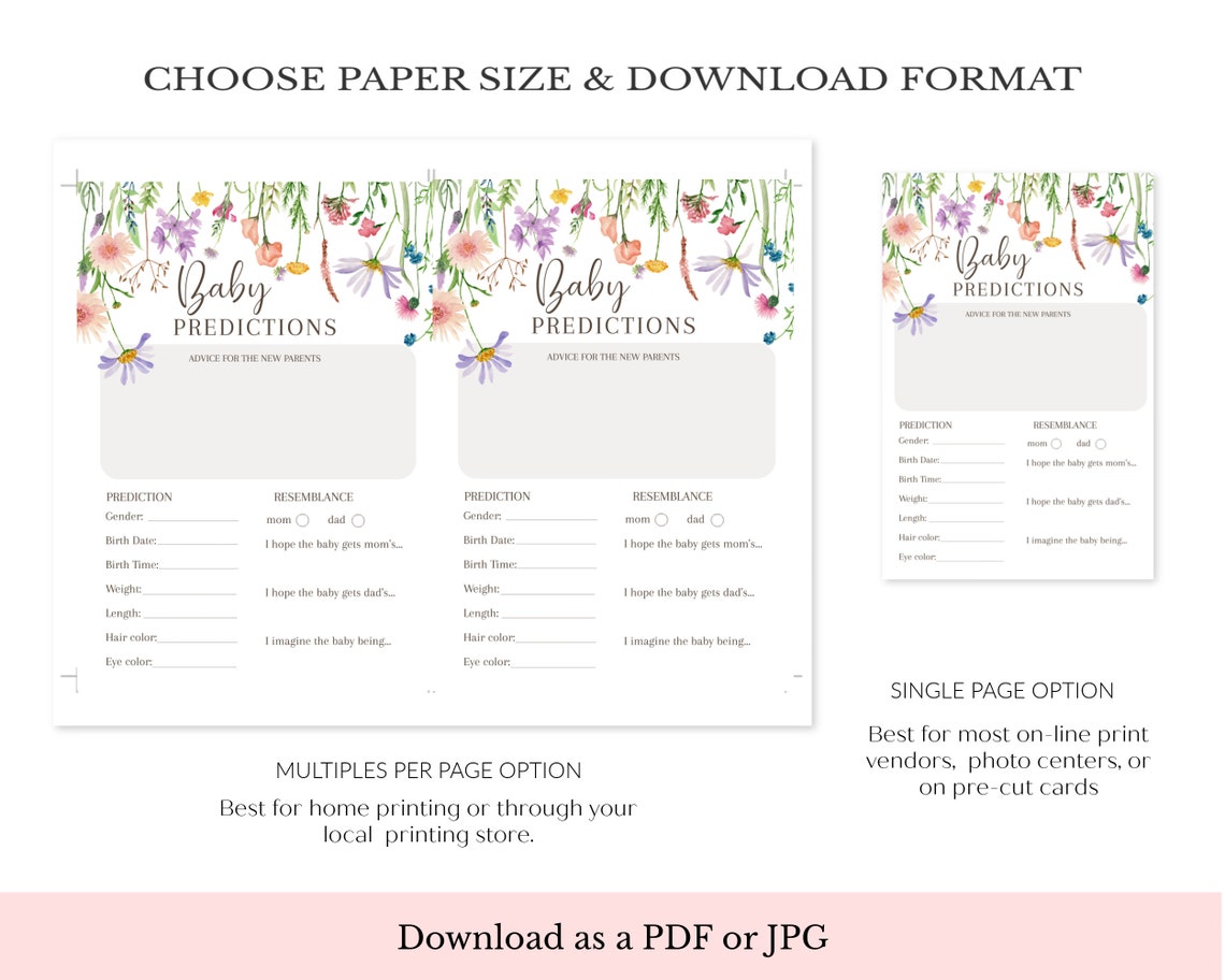 Wildflower Baby Shower Game Bundle, Editable Baby Shower Game Templates ...