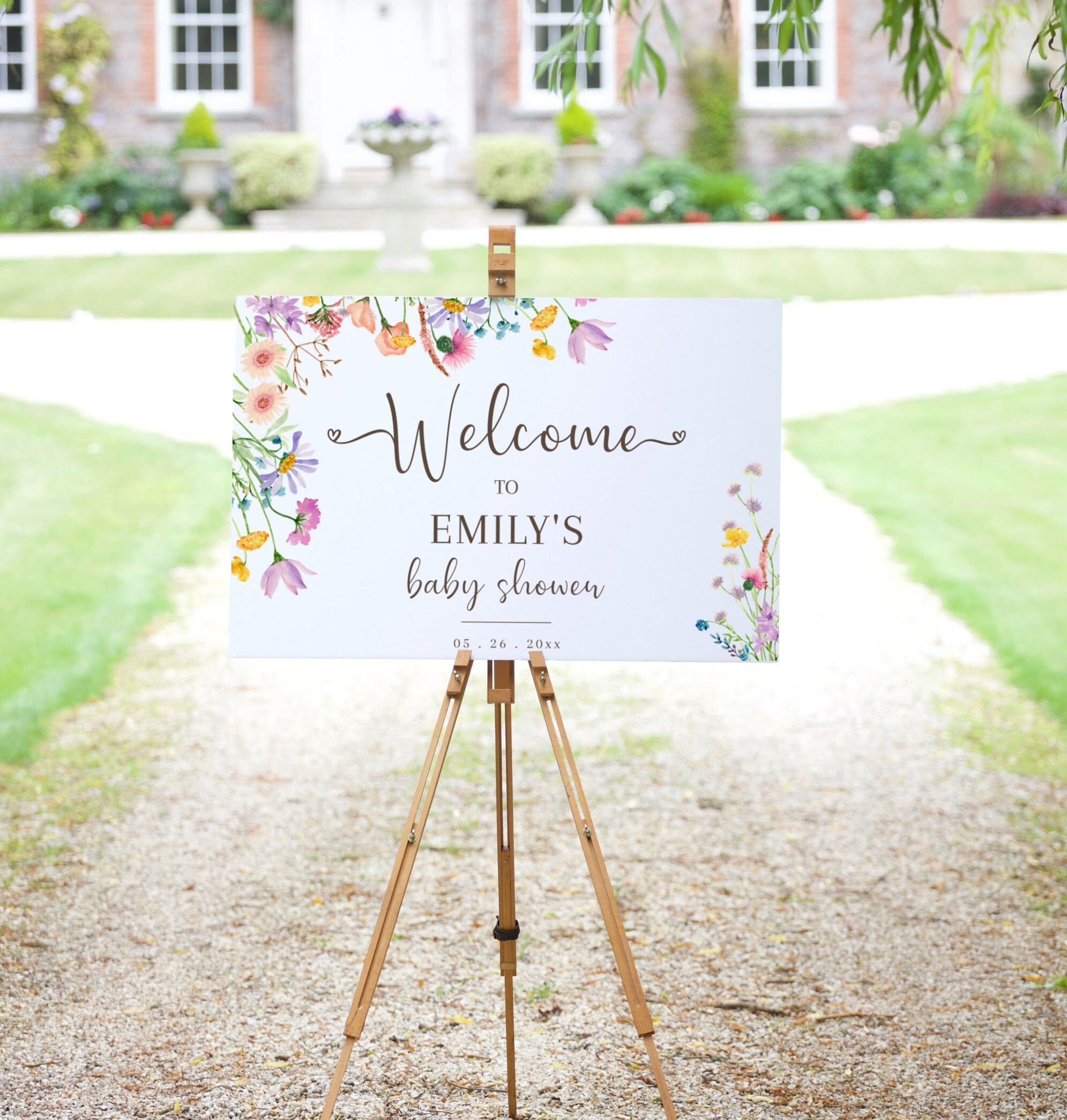 Wildflower Baby Shower Welcome Sign Template, Printable Shower Welcome ...