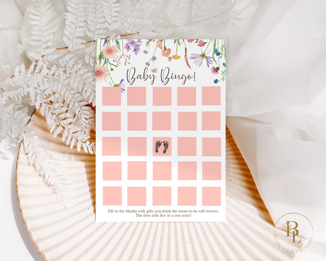 Baby Prediction Game Floral Baby Shower Game Set - 5 Fun Games With 50 ...